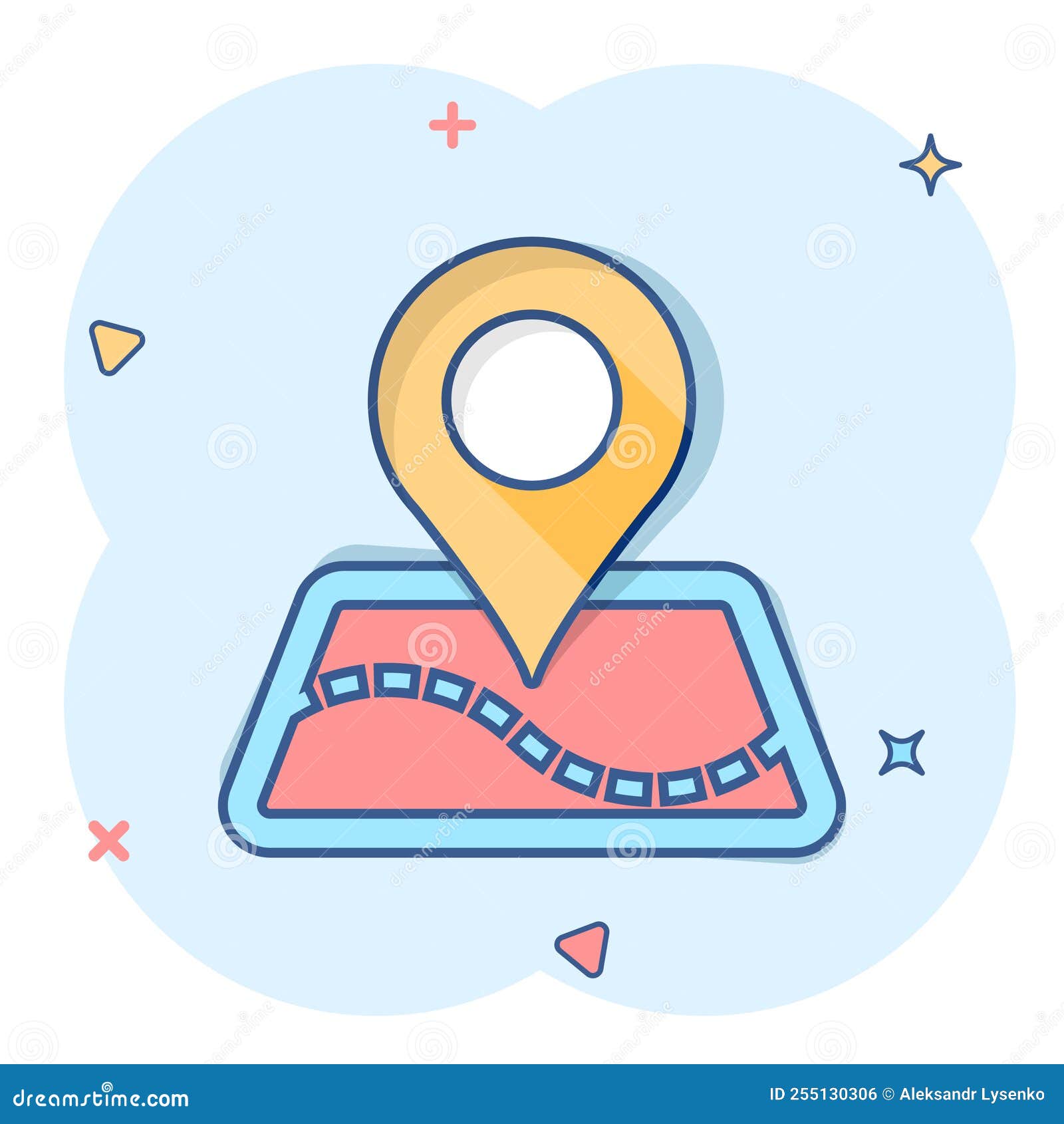 Vector Cartoon Map Pointer Icon in Comic Style. Gps Navigation Mark ...
