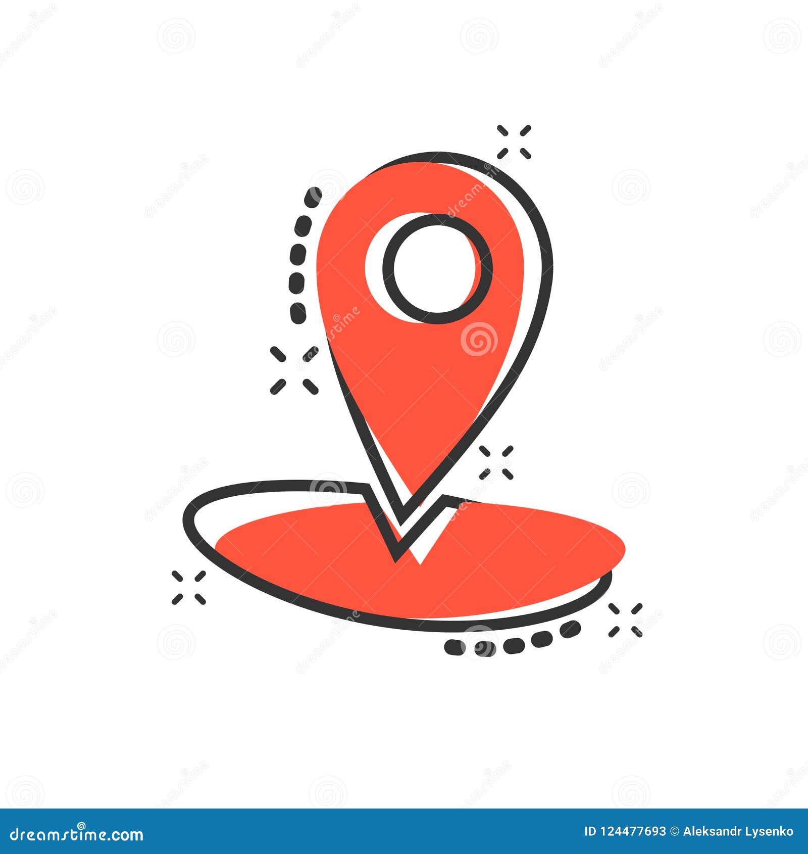 Vector Cartoon Map Pointer Icon in Comic Style. Gps Navigation M Stock ...