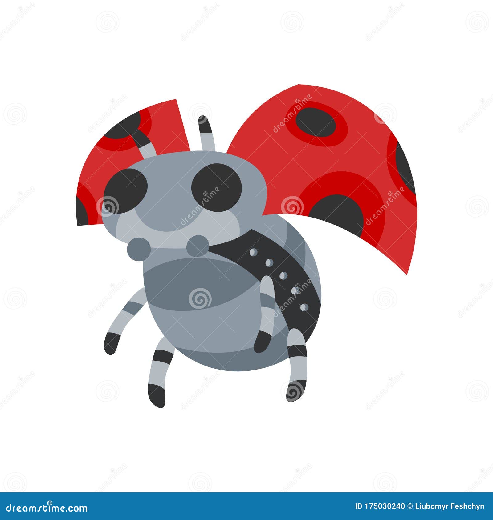 Vector Cartoon Mechanical Robotic Ladybug. Toy Androids with Artificial ...