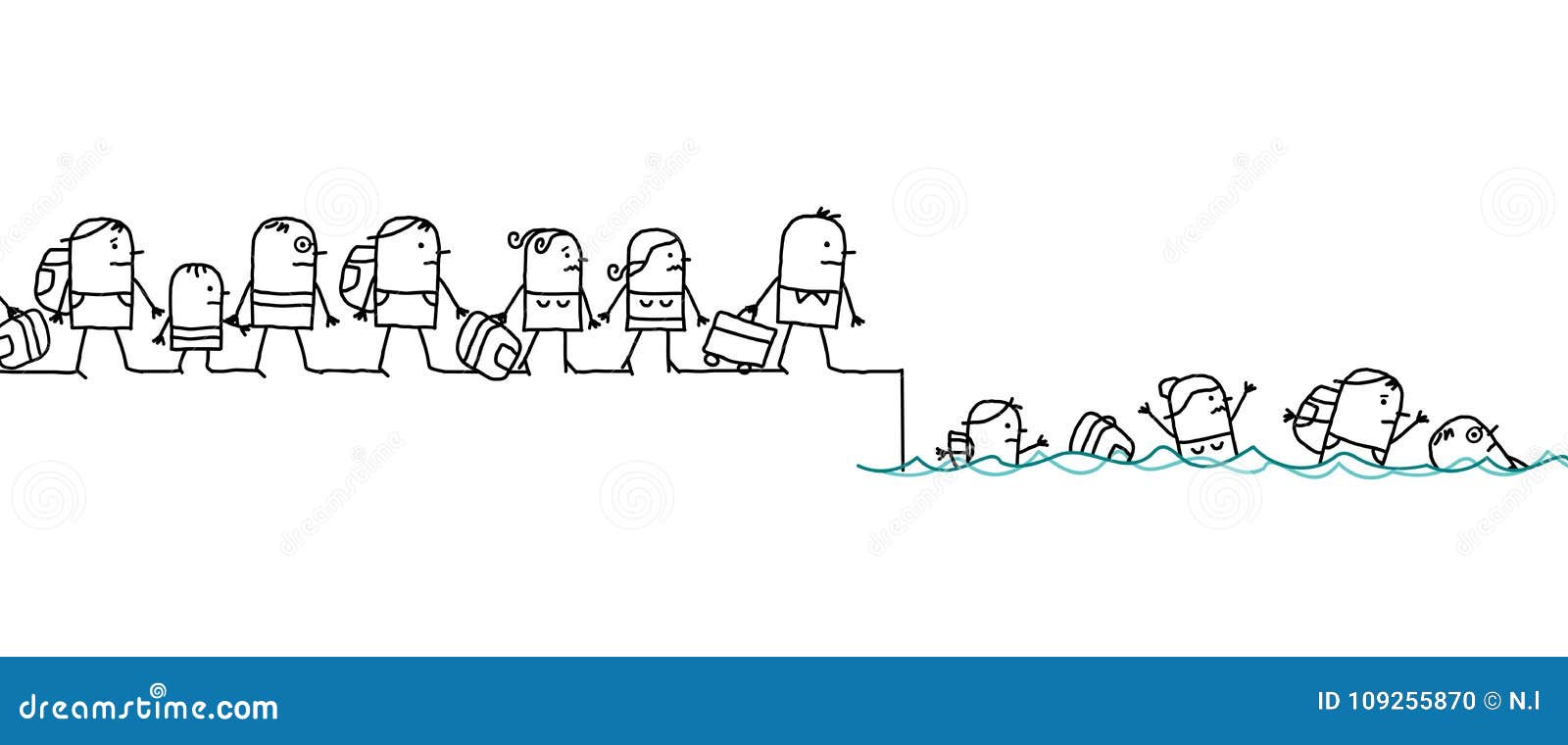 Cartoon Migrating People stock vector. Illustration of direction ...