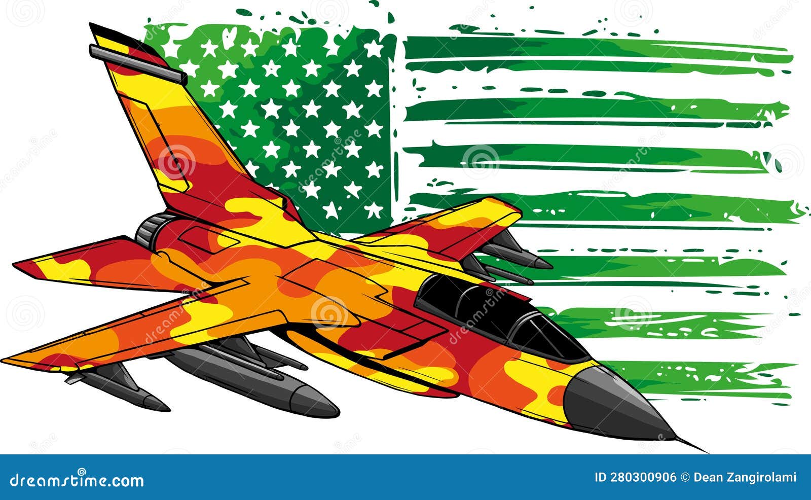 Vector Illustration of Cartoon Military Jet Fighter Plane. Stock Vector ...
