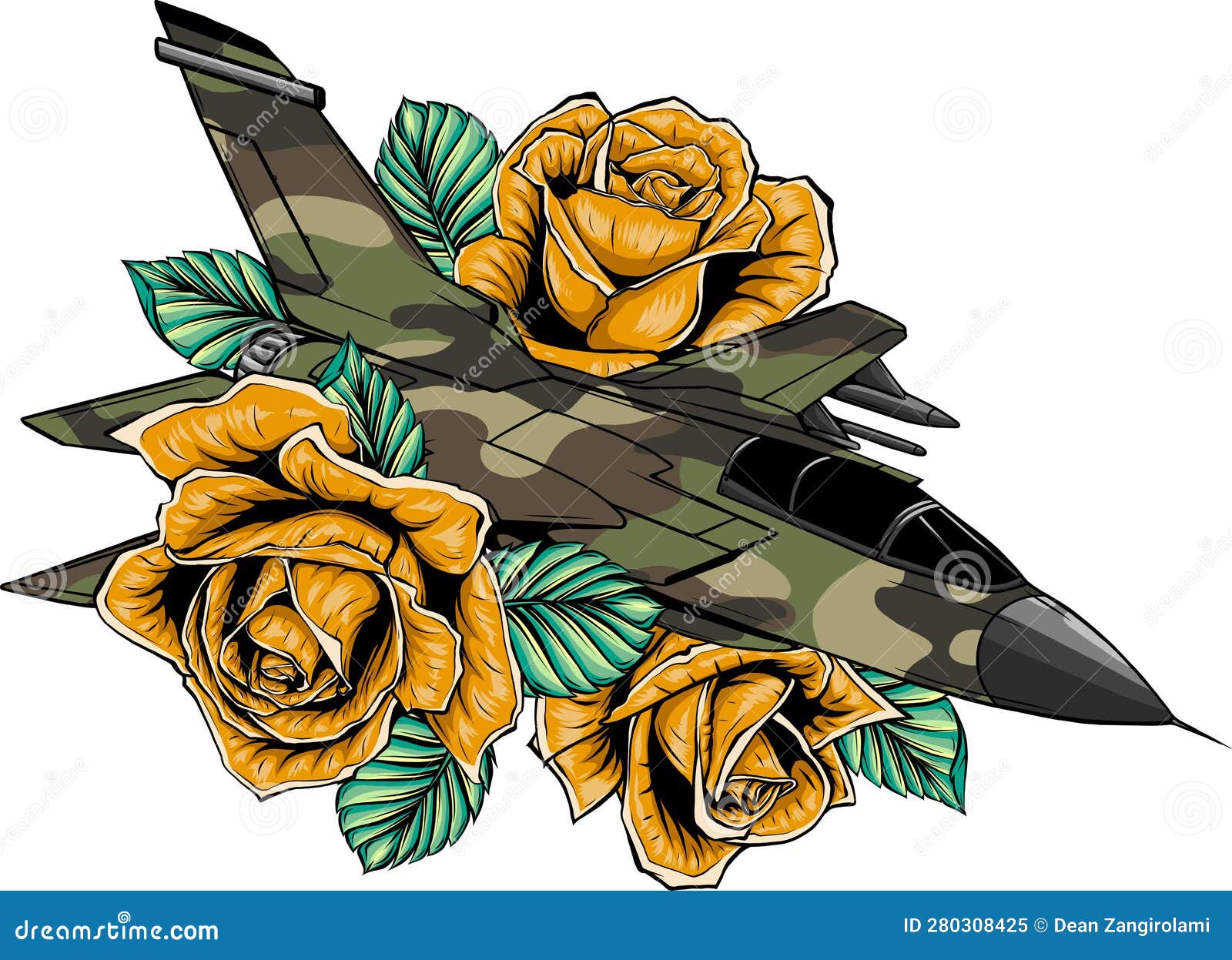 Vector Illustration of Cartoon Military Jet Fighter Plane. Stock Vector ...