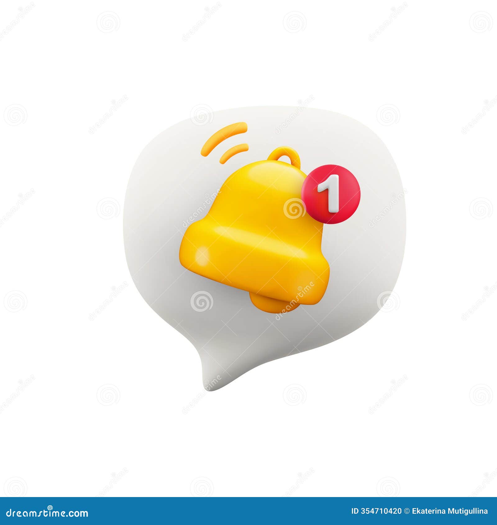 Vector Cartoon Minimal 3d White Speech Bubble with Ringing Bell and ...