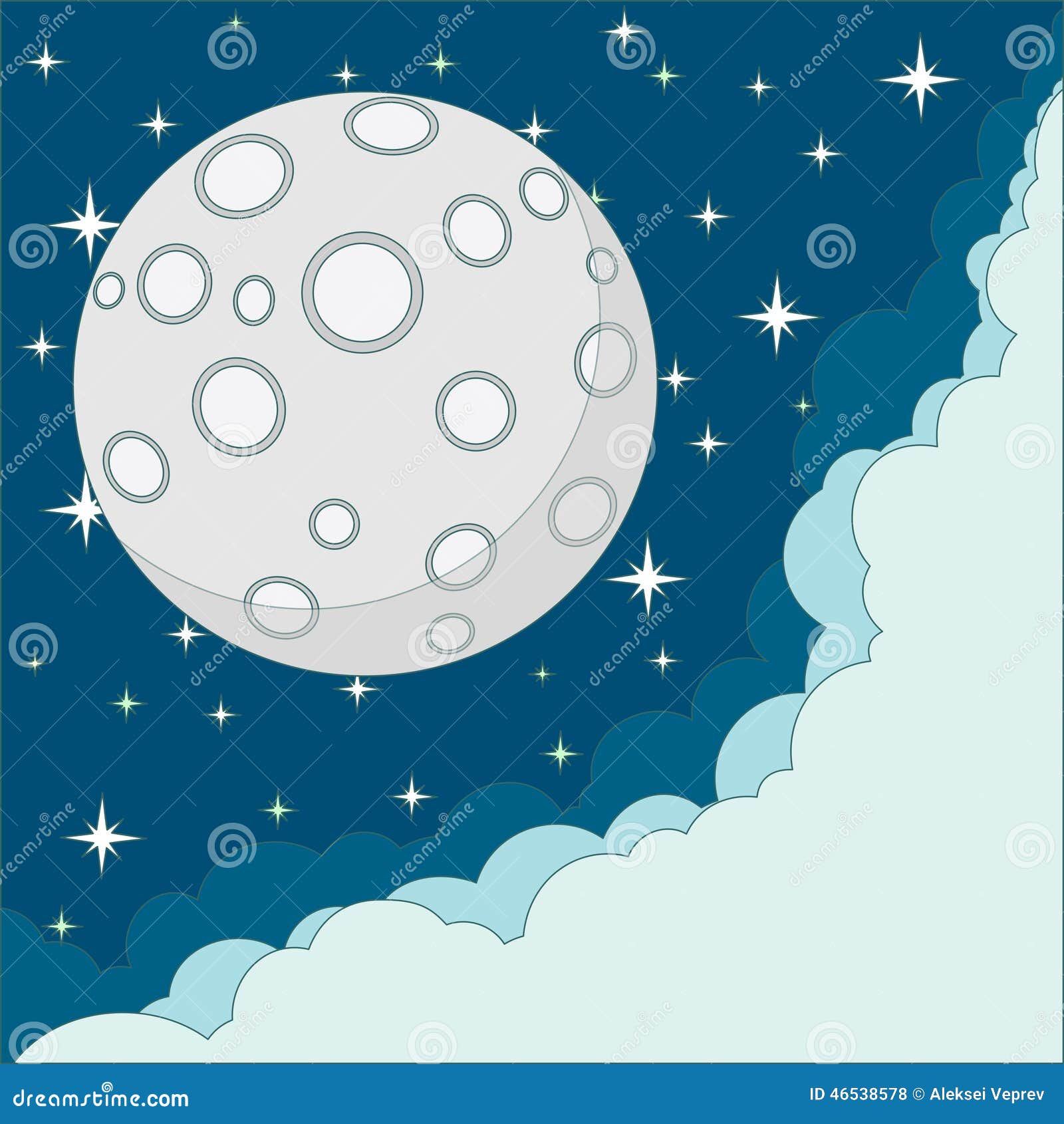 Vector Cartoon Moon with Space for Text in the Stock Vector ...