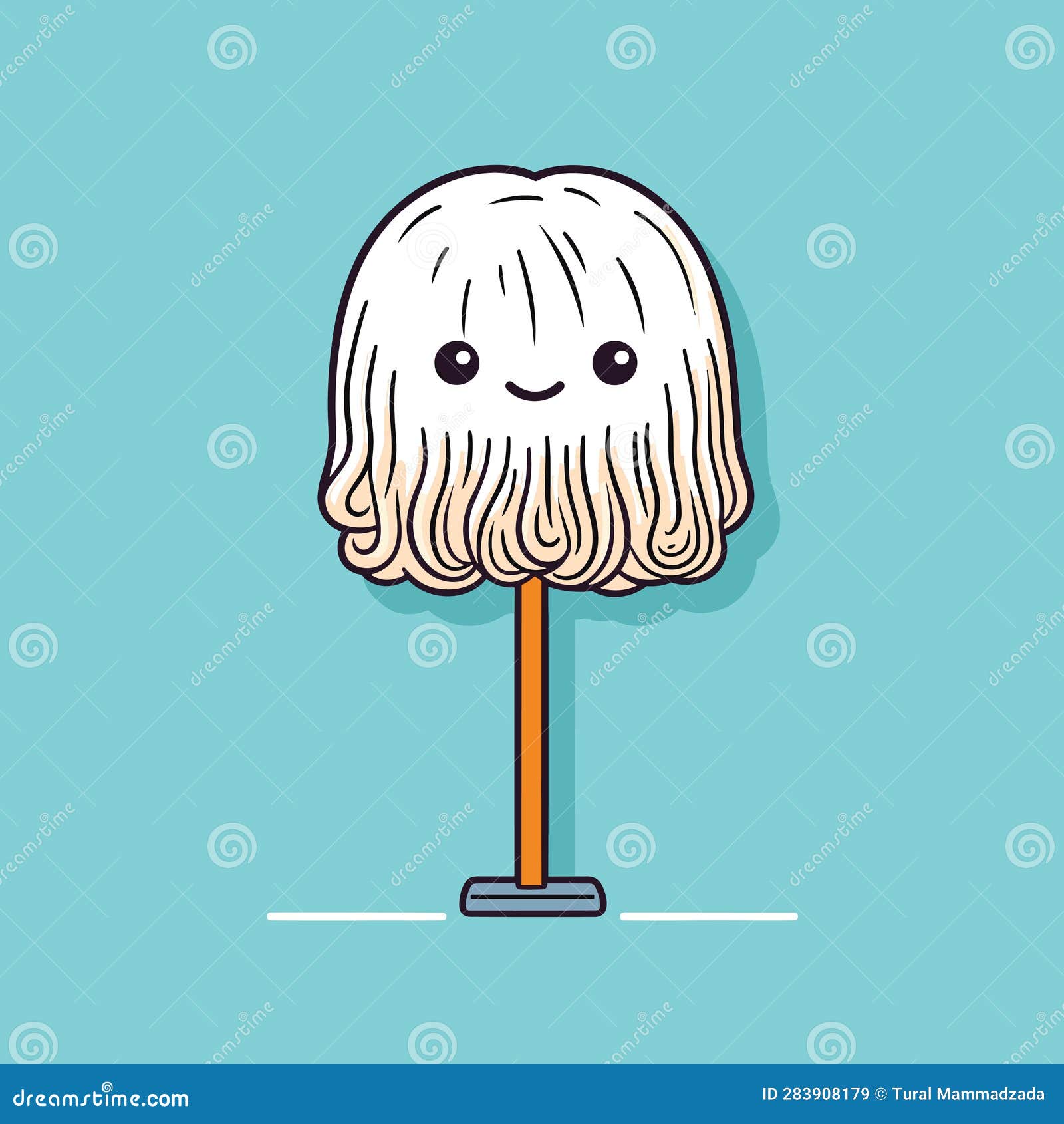 Vector of a Cartoon Mop on a Vibrant Blue Background Stock Vector ...