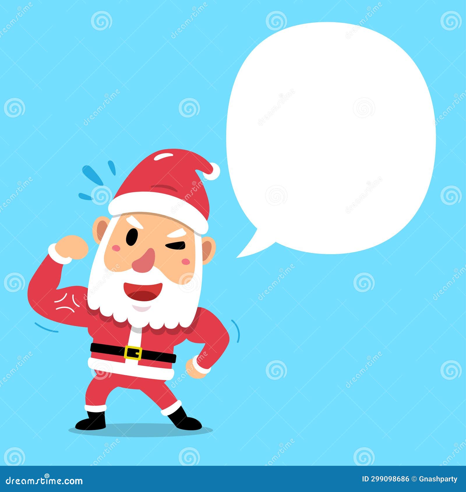 Vector Cartoon Muscular Santa Claus with Speech Bubble Stock ...