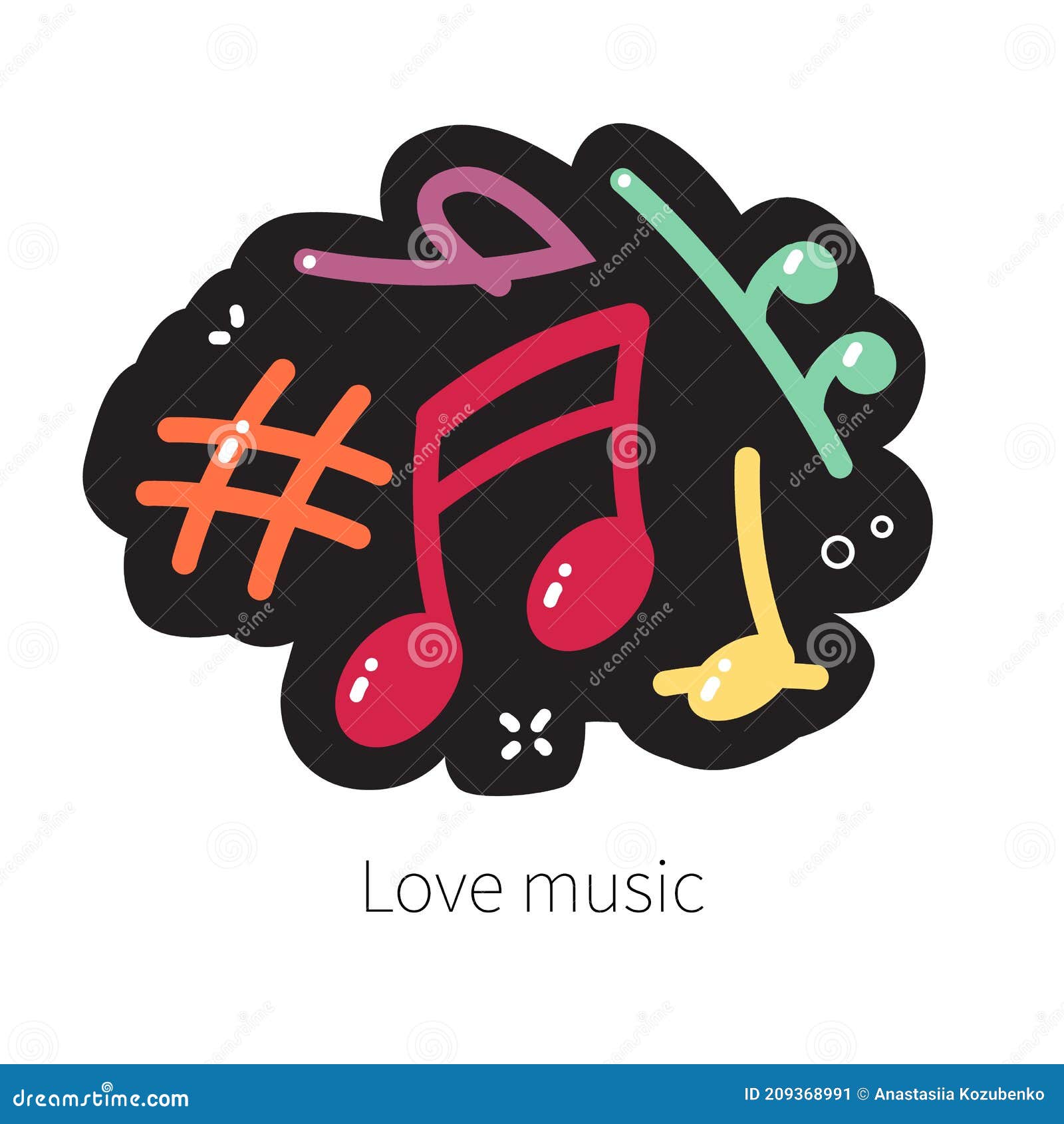 Vector Cartoon Music Note Icon. Multicolour Musical Notes Stock Vector ...