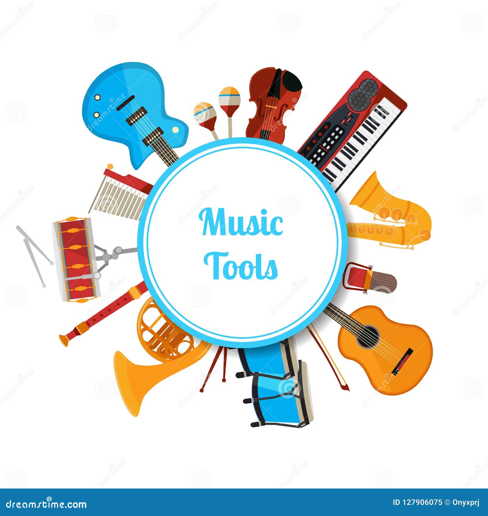Vector Cartoon Musical Instruments Circle with Place for Text Stock ...