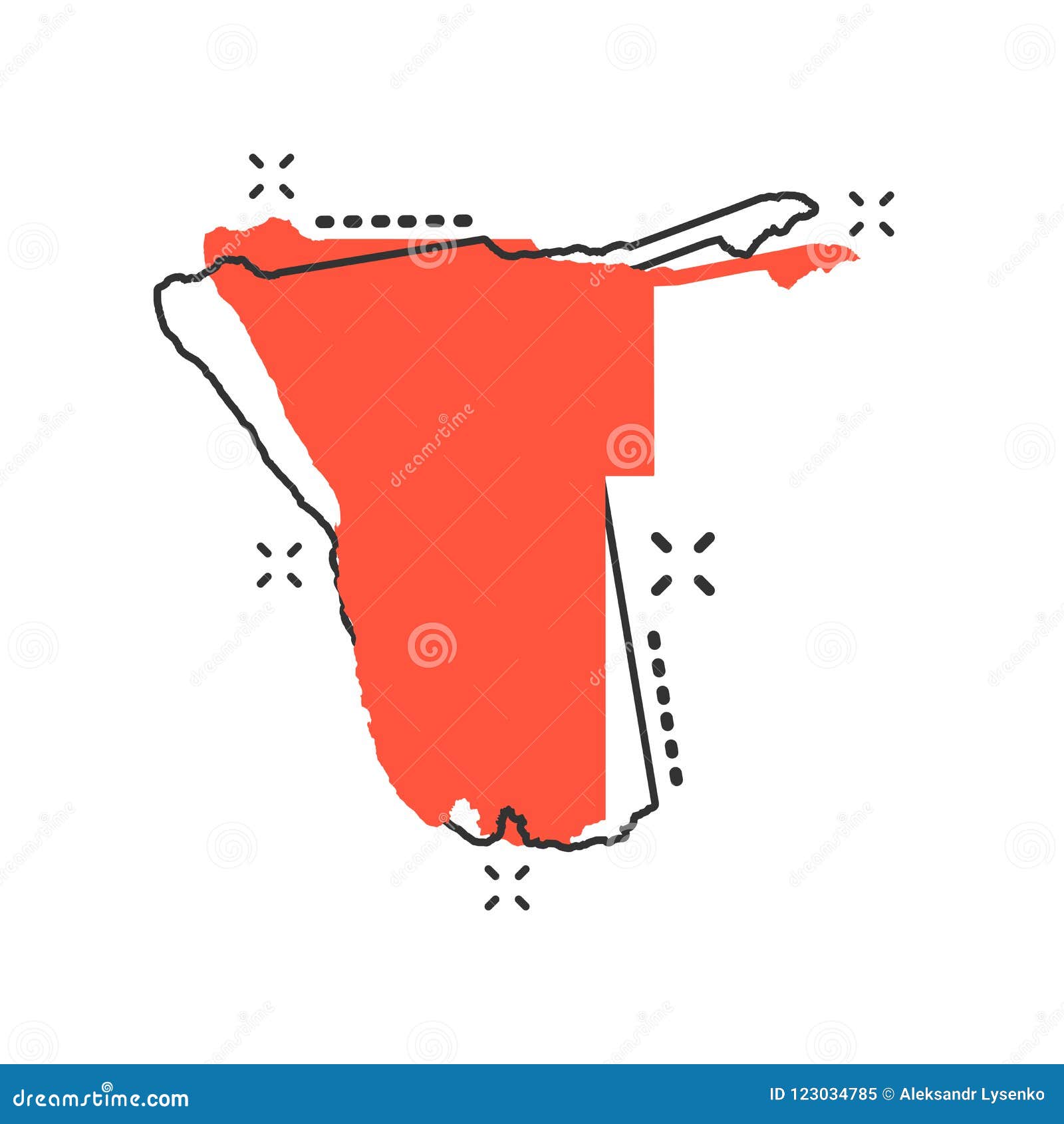 Vector Cartoon Namibia Map Icon in Comic Style. Namibia Sign Ill Stock ...