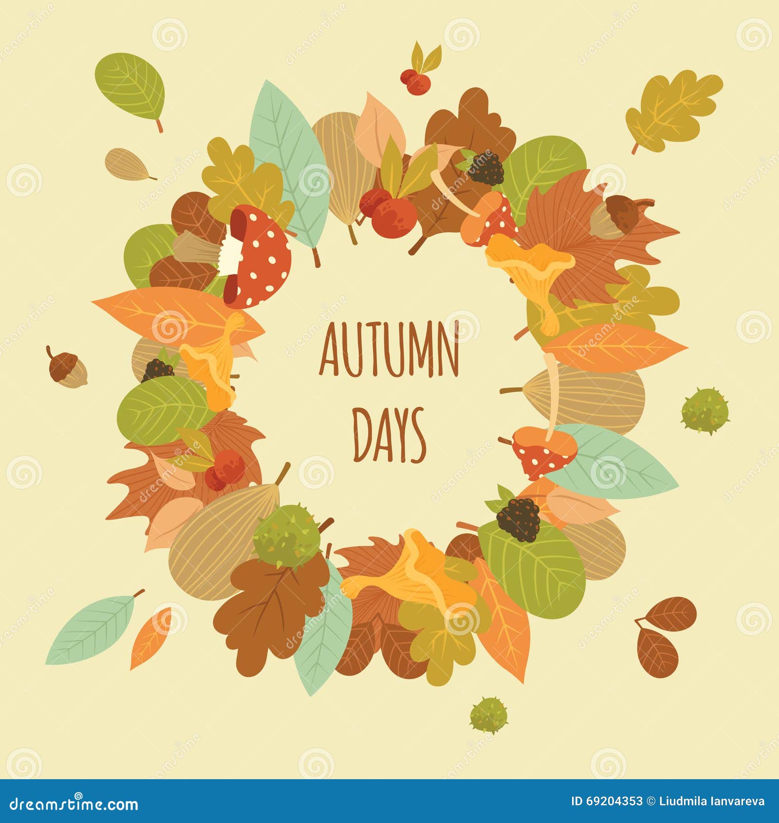 Vector Cartoon Nature Autumn Frame Stock Vector - Illustration of ...