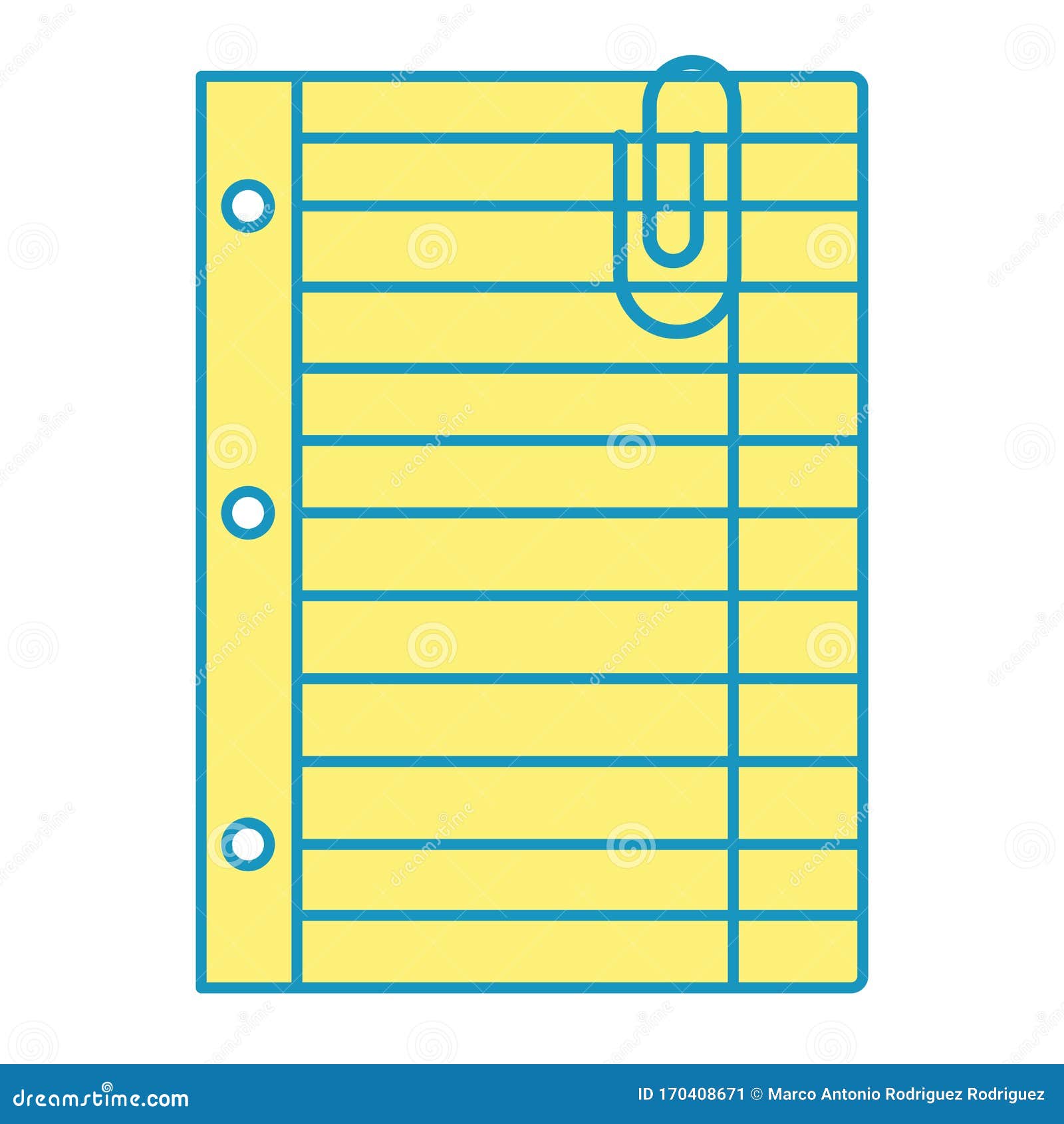 Cartoon Notebook Paper Isolated on White Background Stock Illustration ...