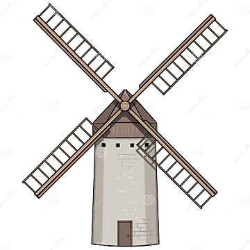 Vector cartoon old mill stock vector. Illustration of mill - 77500384