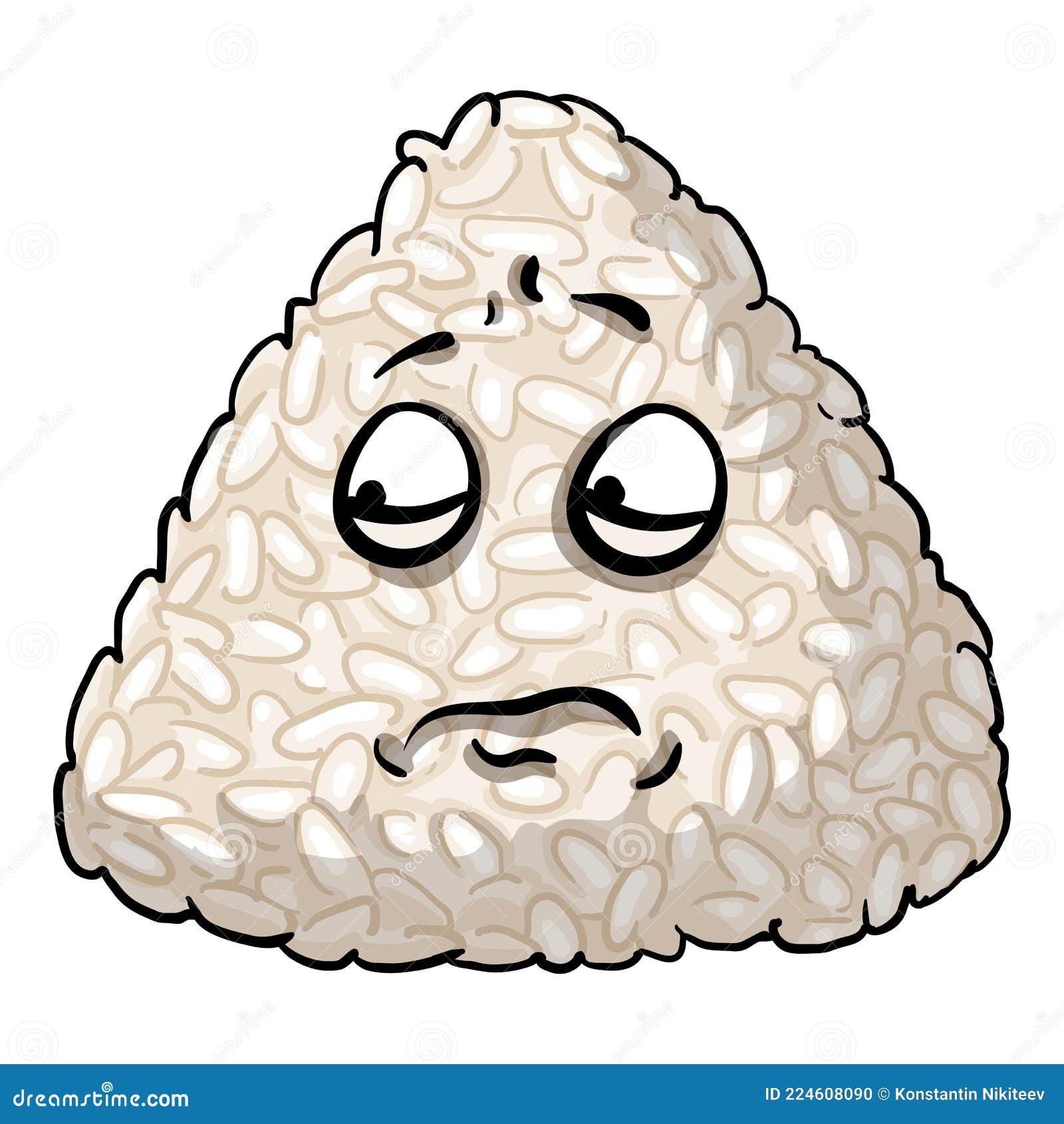 Vector Cartoon Onigiri Character. Rice Ball with Human Face Stock ...