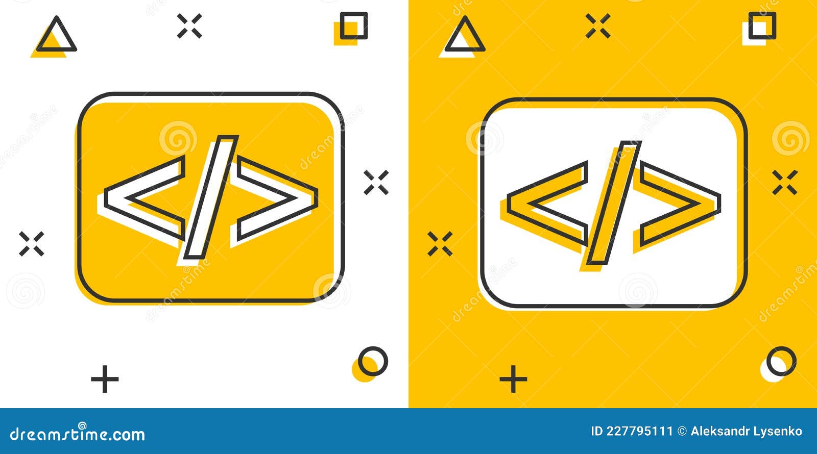 Vector Cartoon Open Source Icon in Comic Style. Api Programming Concept ...