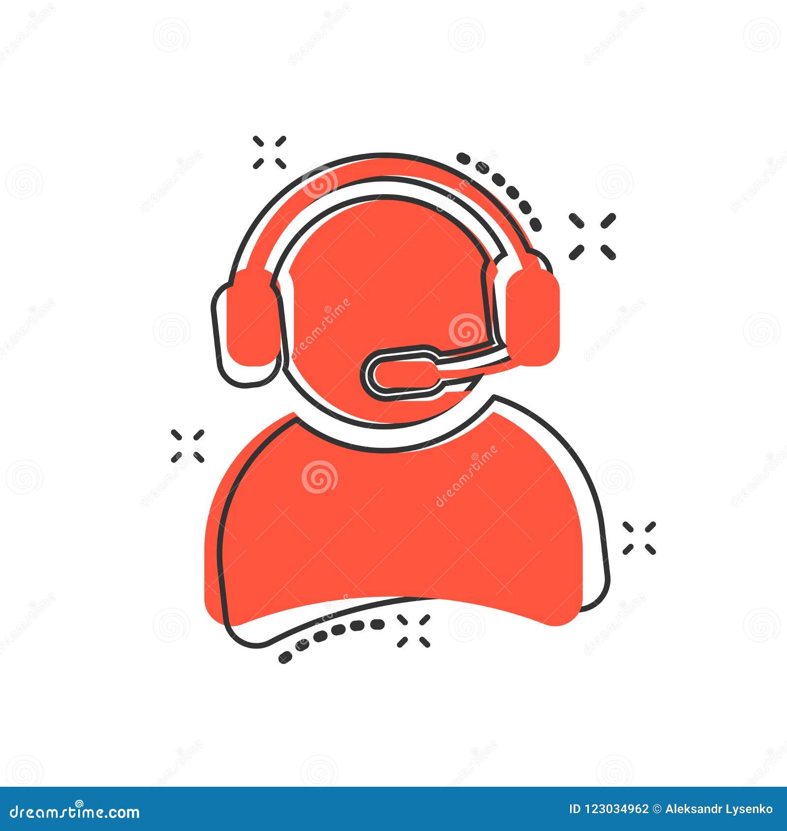 Vector Cartoon Operator with Microphone Icon in Comic Style. Ope Stock ...