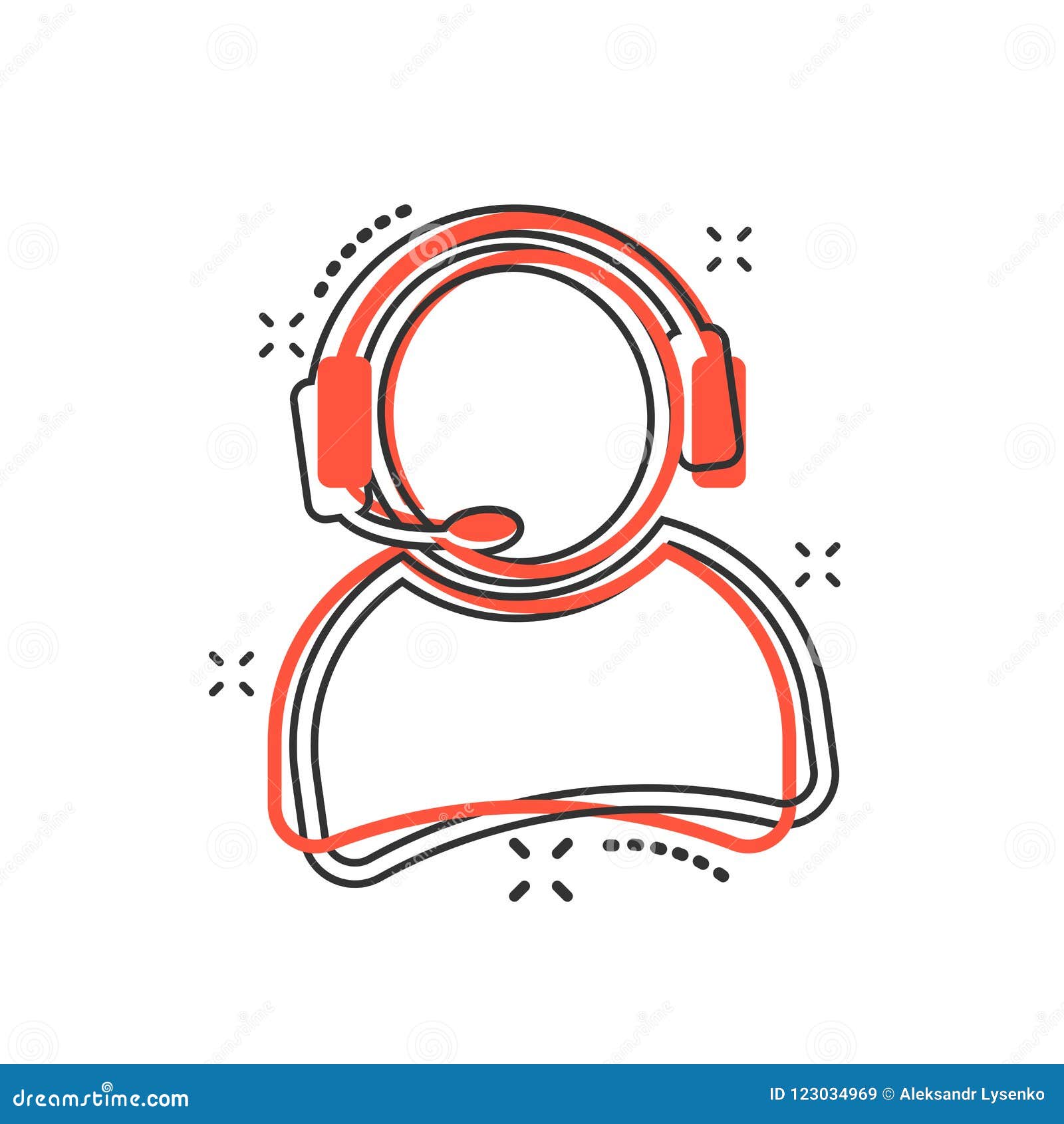 Vector Cartoon Operator with Microphone Icon in Comic Style. Ope Stock ...