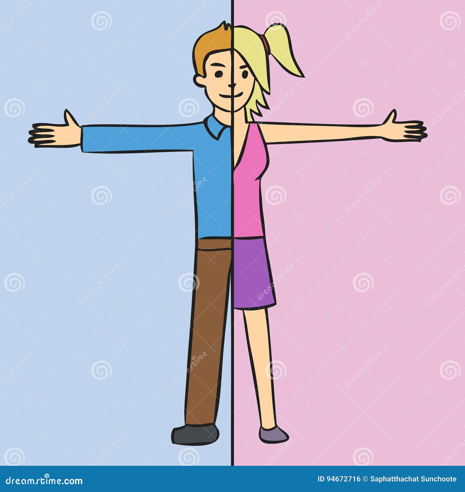 Vector Cartoon Opposite Gender Stock Vector - Illustration of stand ...