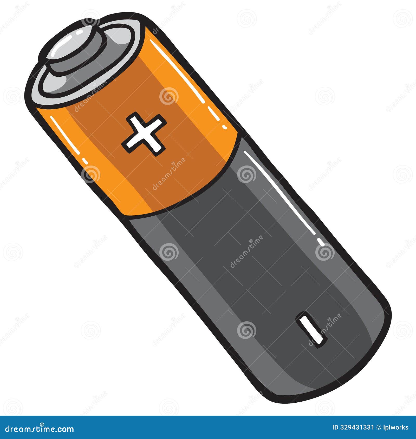 Vector Cartoon Orange Black Double a Battery Stock Illustration ...