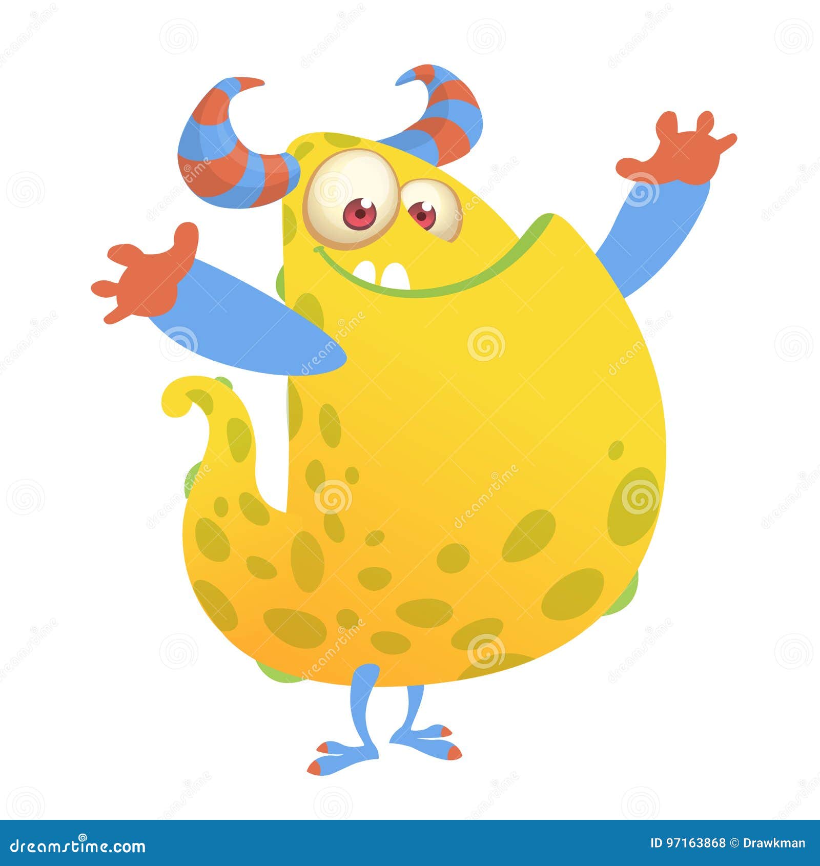 Vector Cartoon of an Orange Fat and Fluffy Halloween Monster. . Stock ...