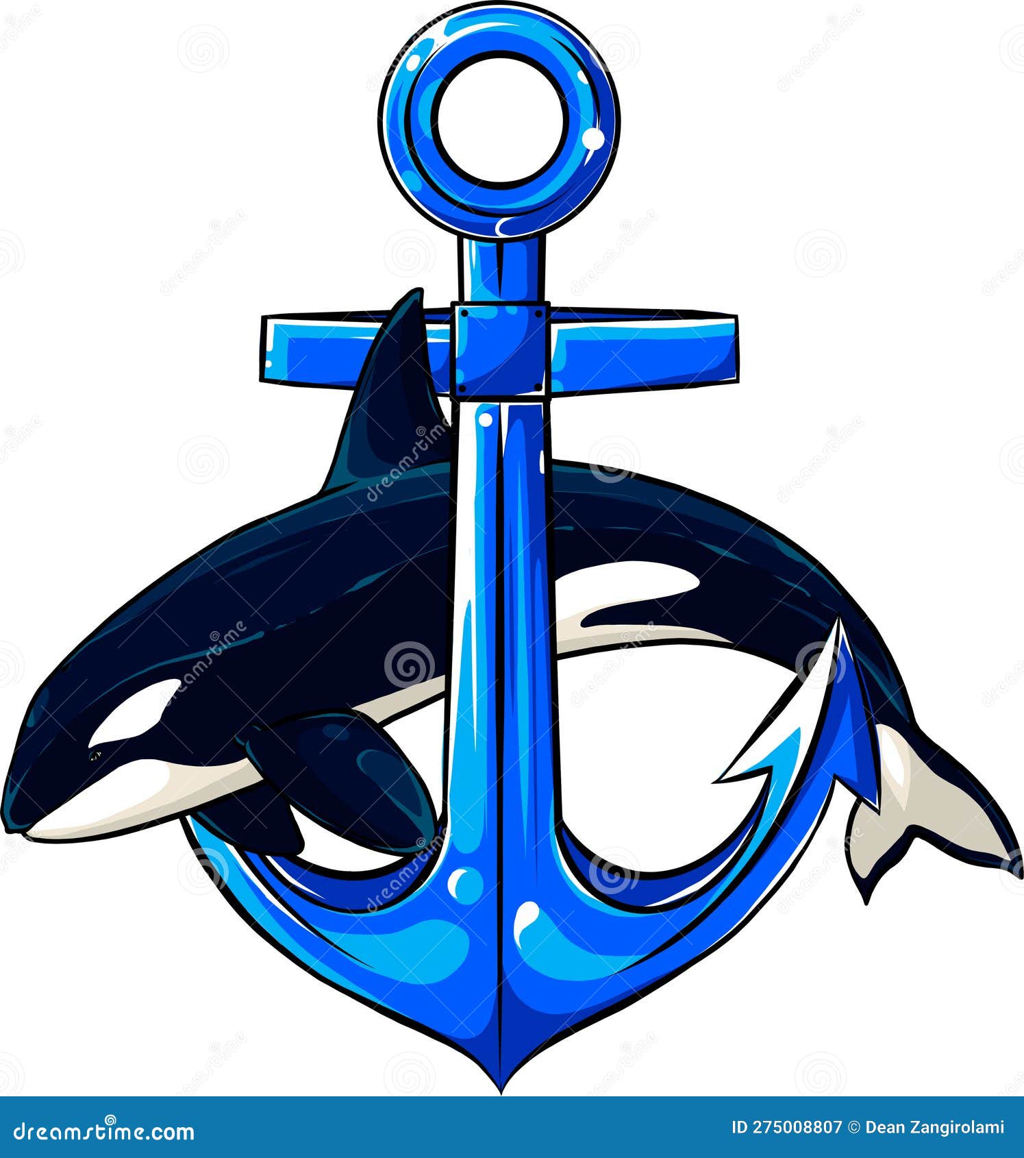 Vector Cartoon Orcinus Orca. Killer Whale Illustration Design Stock ...