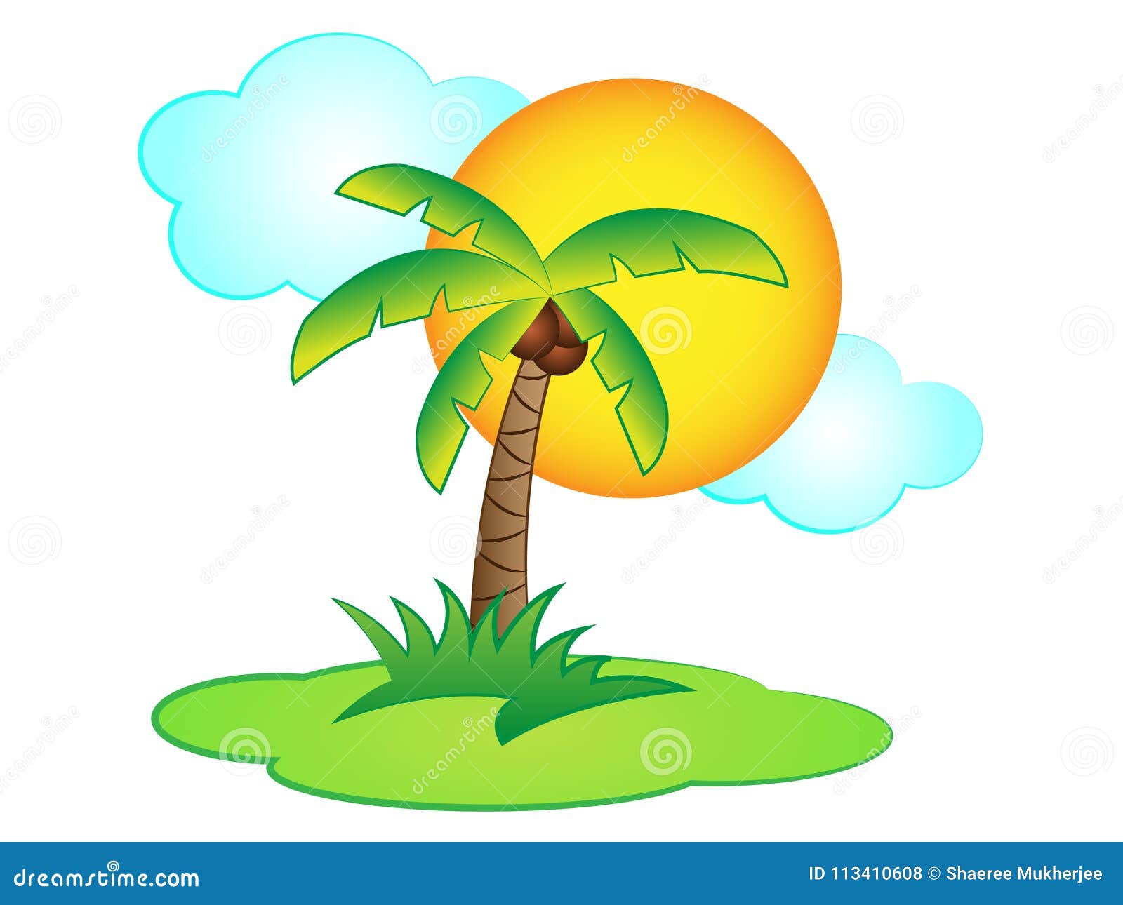 Vector Cartoon Palm Tree stock vector. Illustration of clipart - 113410608