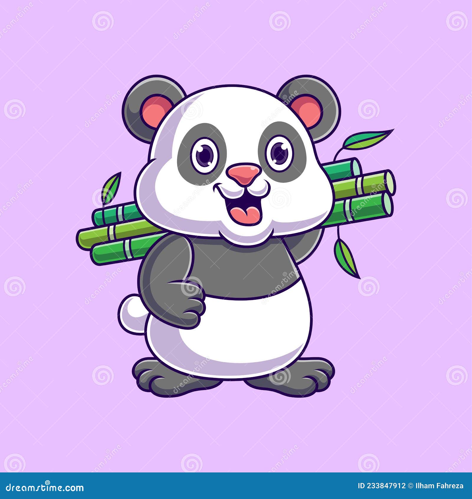 Vector Cartoon Panda Carrying Bamboo Stock Vector - Illustration of ...