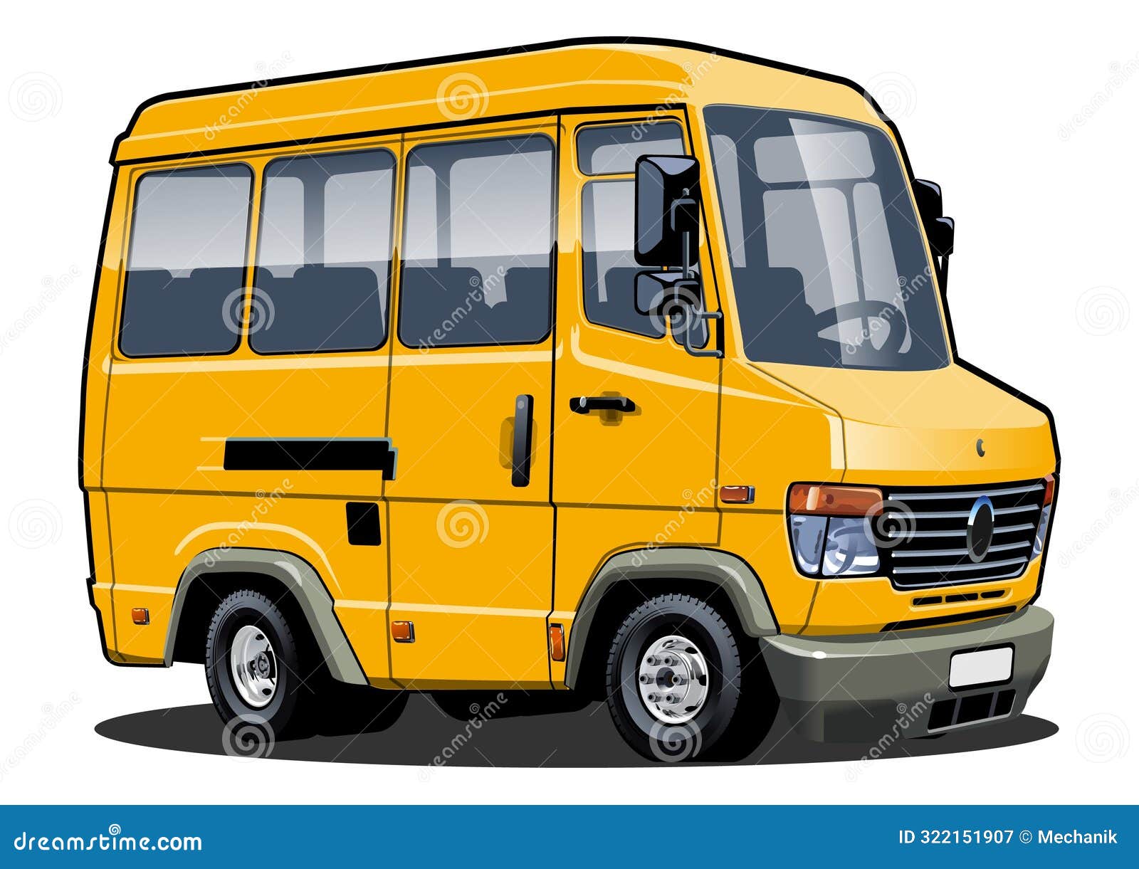 Vector Cartoon Passenger Mini Bus Stock Vector - Illustration of public ...