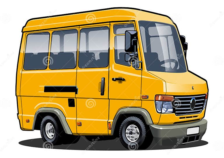 Vector Cartoon Passenger Mini Bus Stock Vector - Illustration of public ...