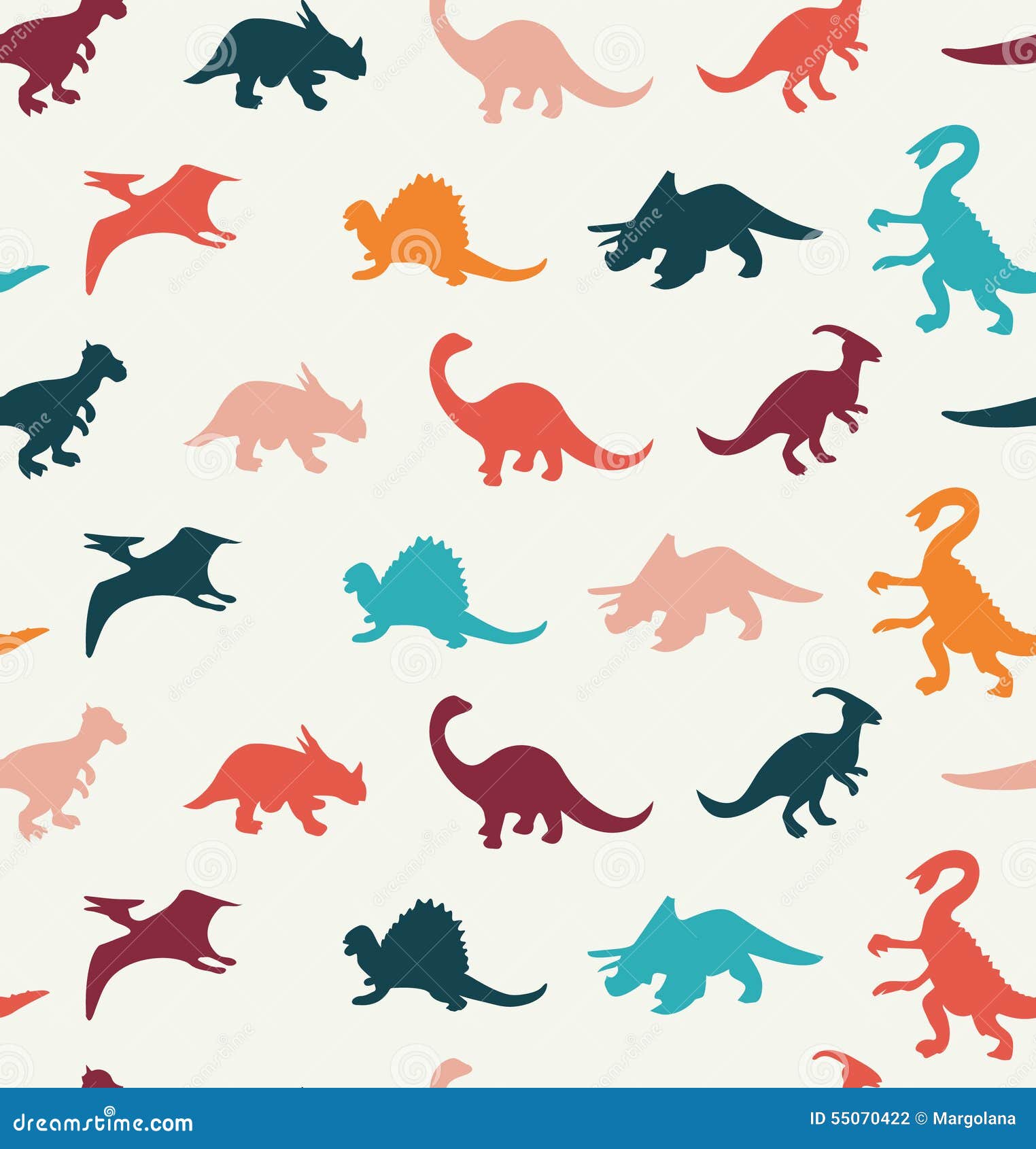 Vector Cartoon Pattern of Colorful Different Dinosaur Stock Vector ...