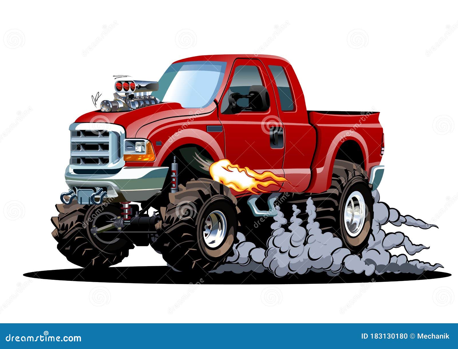 Vector Cartoon 4x4 Pickup Isolated Stock Vector - Illustration of foot ...