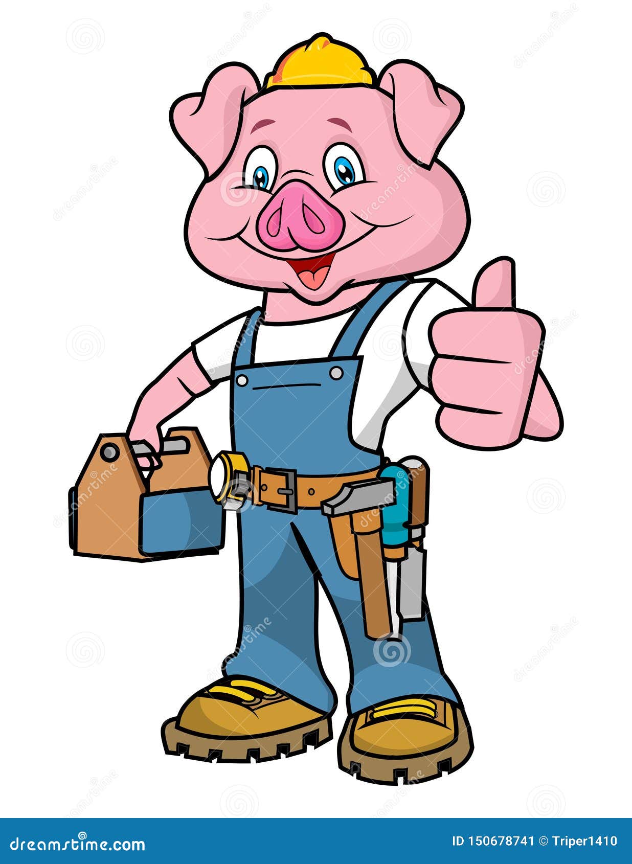 Vector - Cartoon of Pig Mechanic Thumb Up Stock Vector - Illustration ...