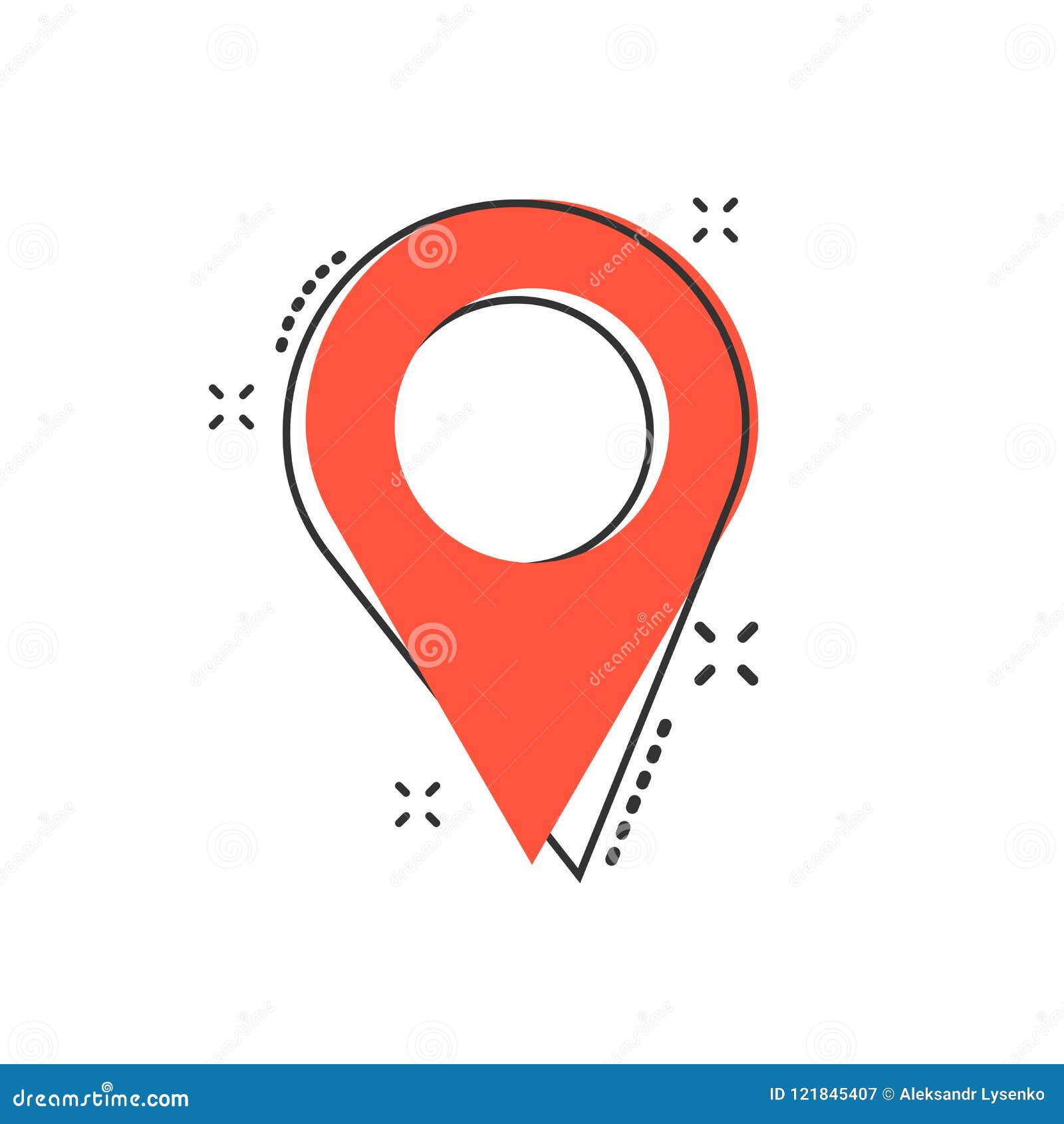 Vector Cartoon Pin Location Icon in Comic Style. Navigation Map, Gps ...