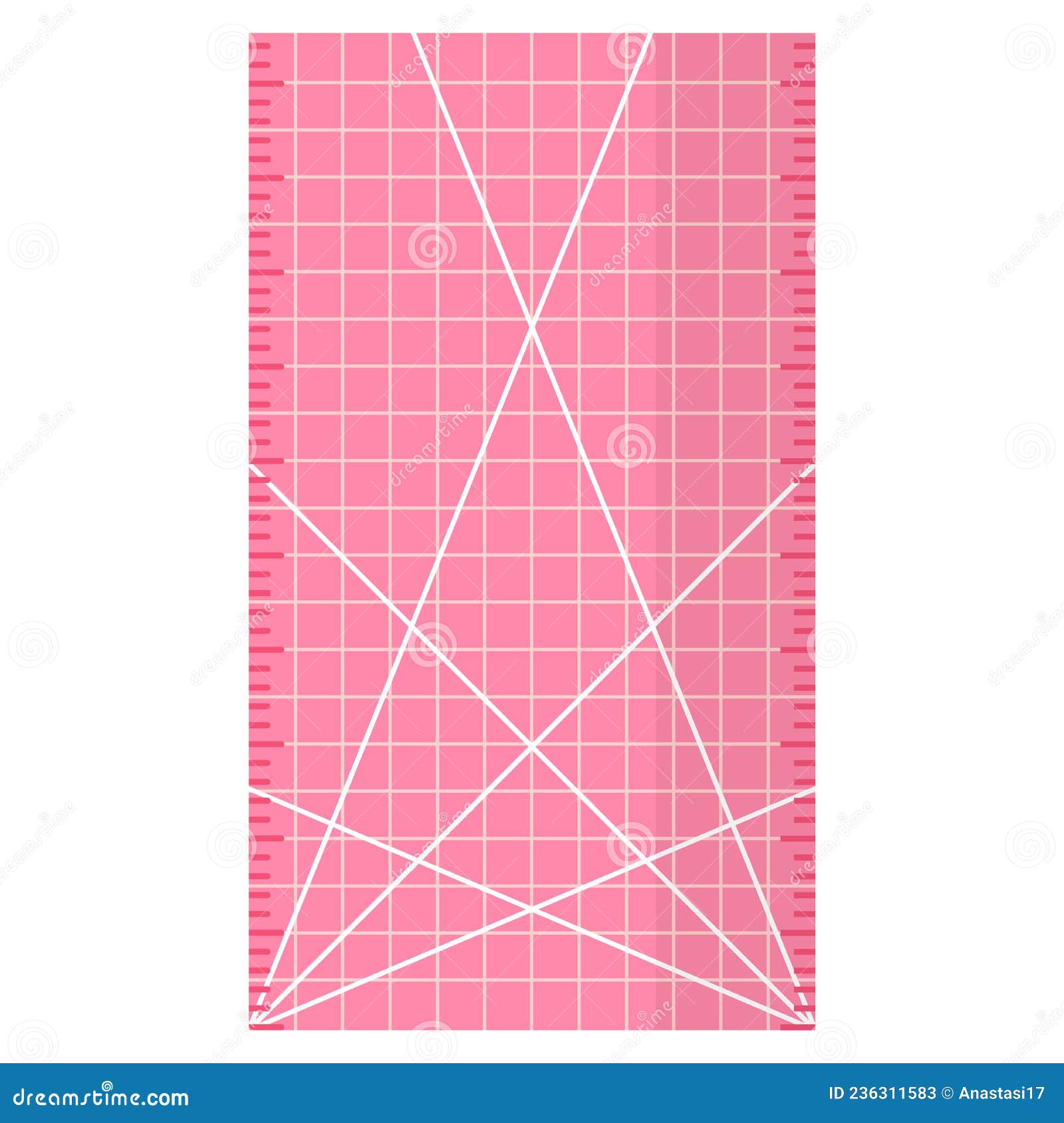 Vector Cartoon Pink Checkered Rectangular Ruler Stock Vector ...