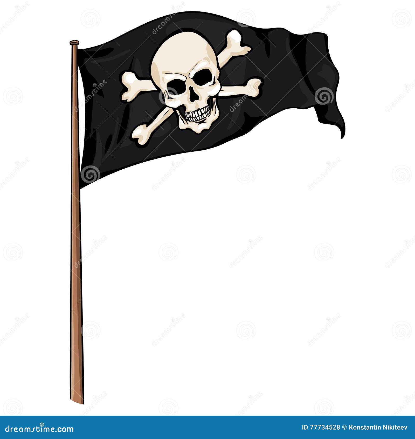 Vector Cartoon Pirate Flag Fluttering in the Wind Stock Illustration ...