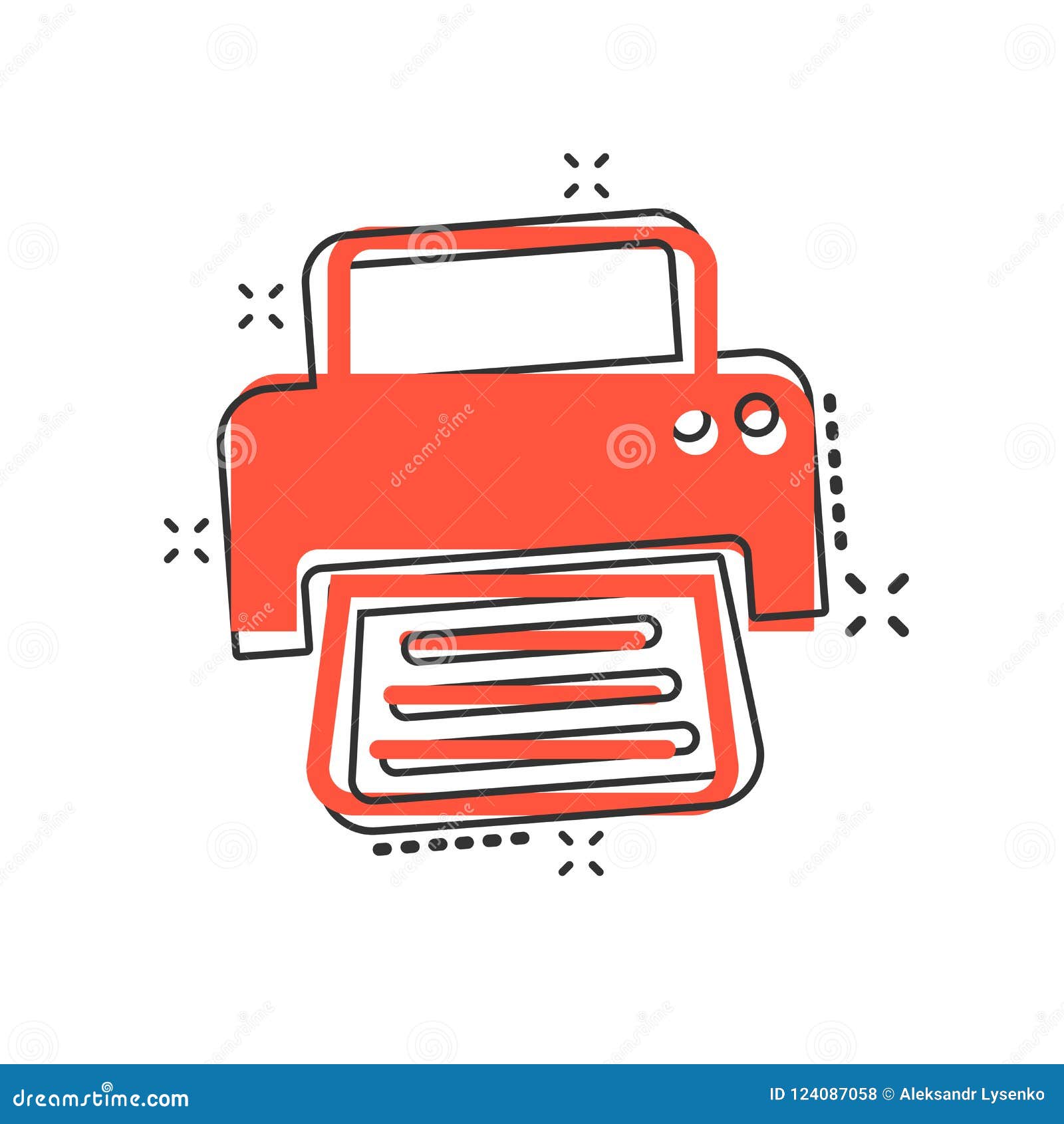 Vector Cartoon Printer Icon in Comic Style. Document Printing Si Stock ...