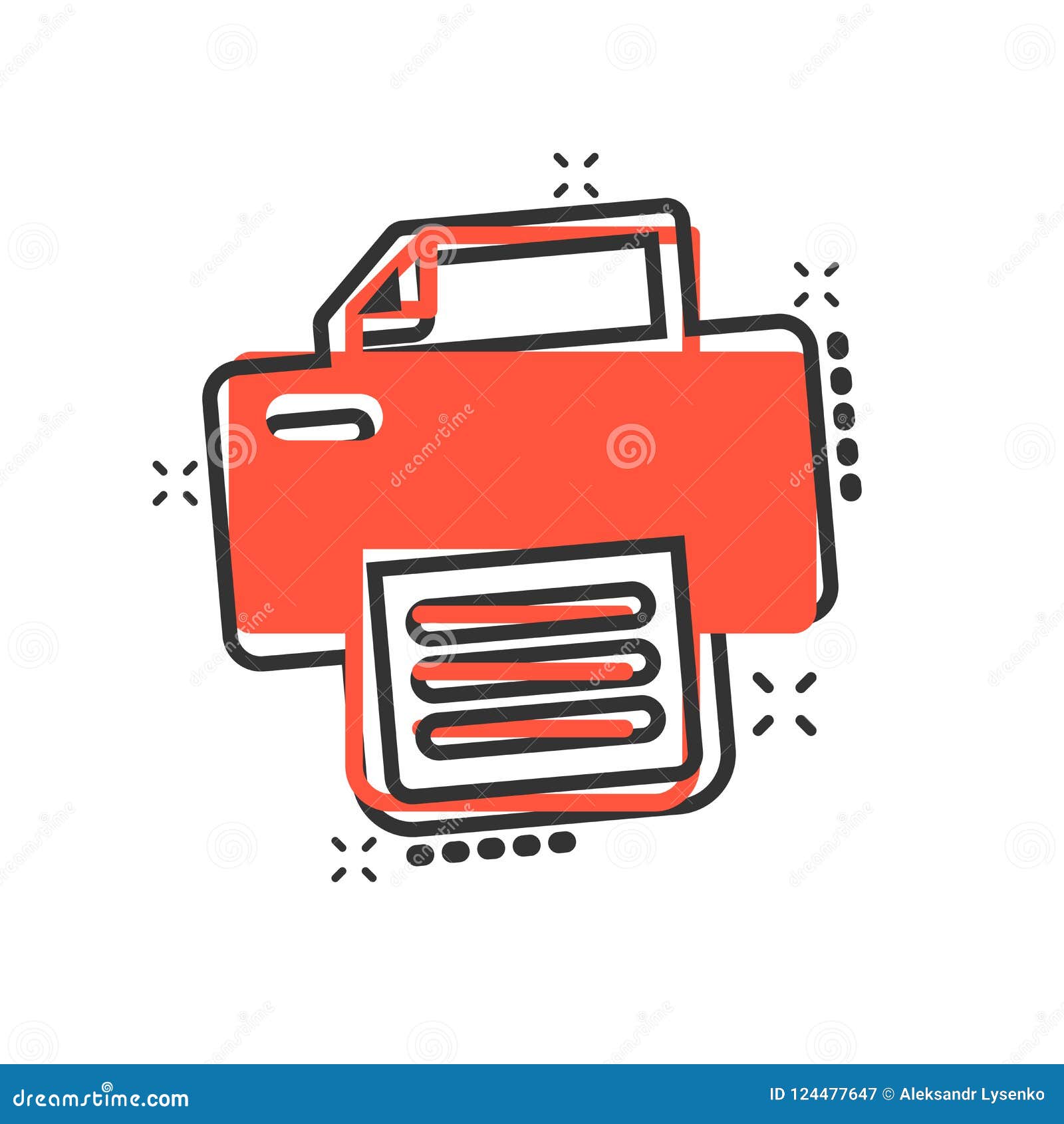 Vector Cartoon Printer Icon in Comic Style. Document Printing Si Stock ...