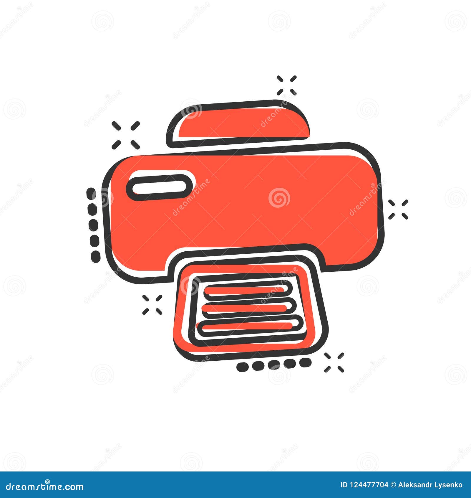 Vector Cartoon Printer Icon in Comic Style. Document Printing Si Stock ...
