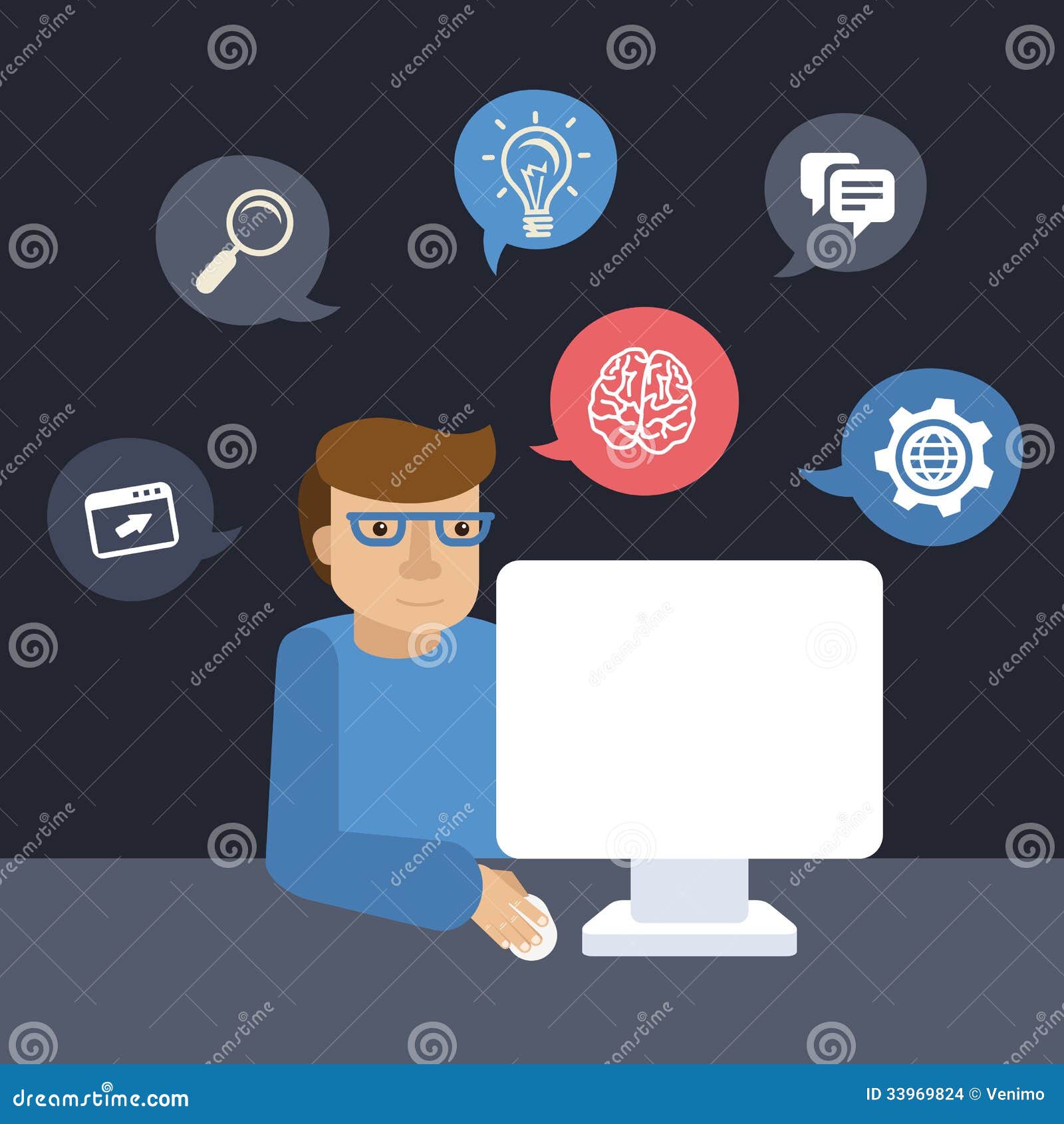 Vector Cartoon Programmer Working on His Computer Stock Vector ... Vector Cartoon Programmer Working on His Computer Stock Vector ...