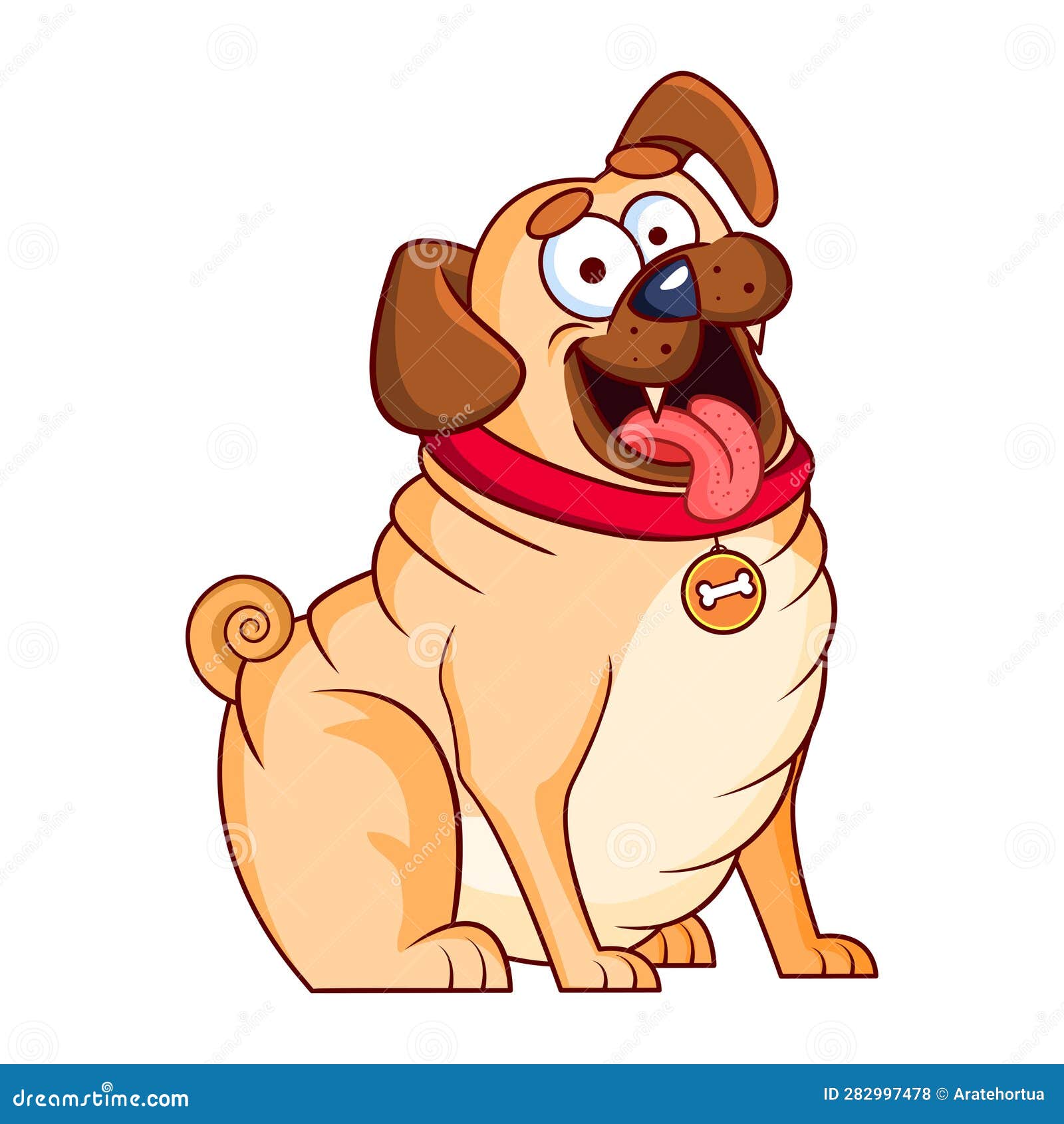 Vector Cartoon Pug Dog Character Isolated Illustration Stock Vector ...