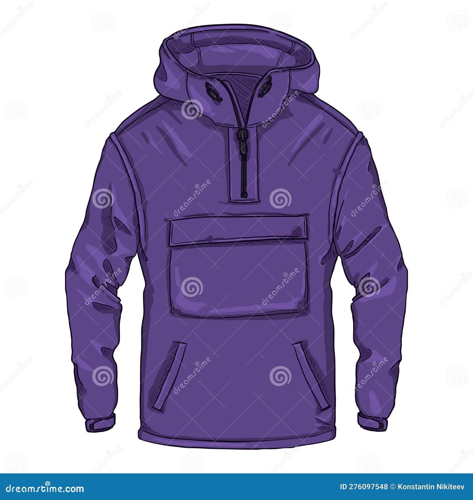 Vector Cartoon Purple Anorak. Rain Jacket Stock Vector - Illustration ...