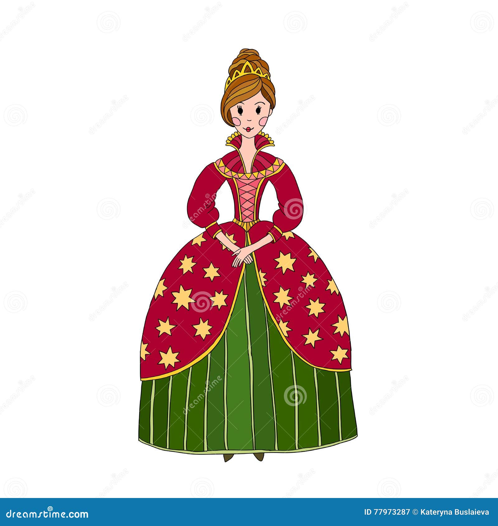 Vector Cartoon Queen Standing in a Smart Dress Stock Vector ...