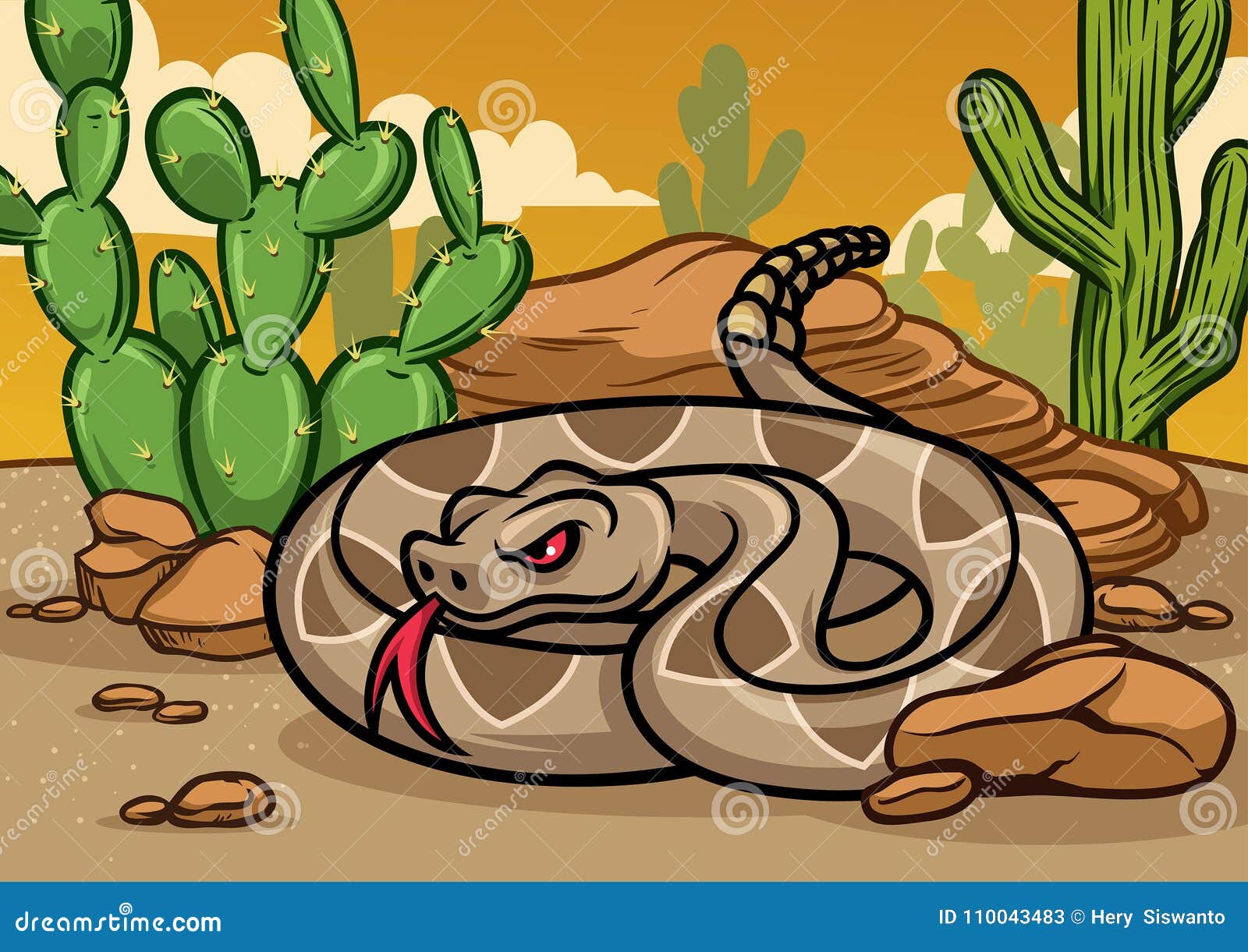Cartoon rattle snake stock vector. Illustration of happy - 110043483