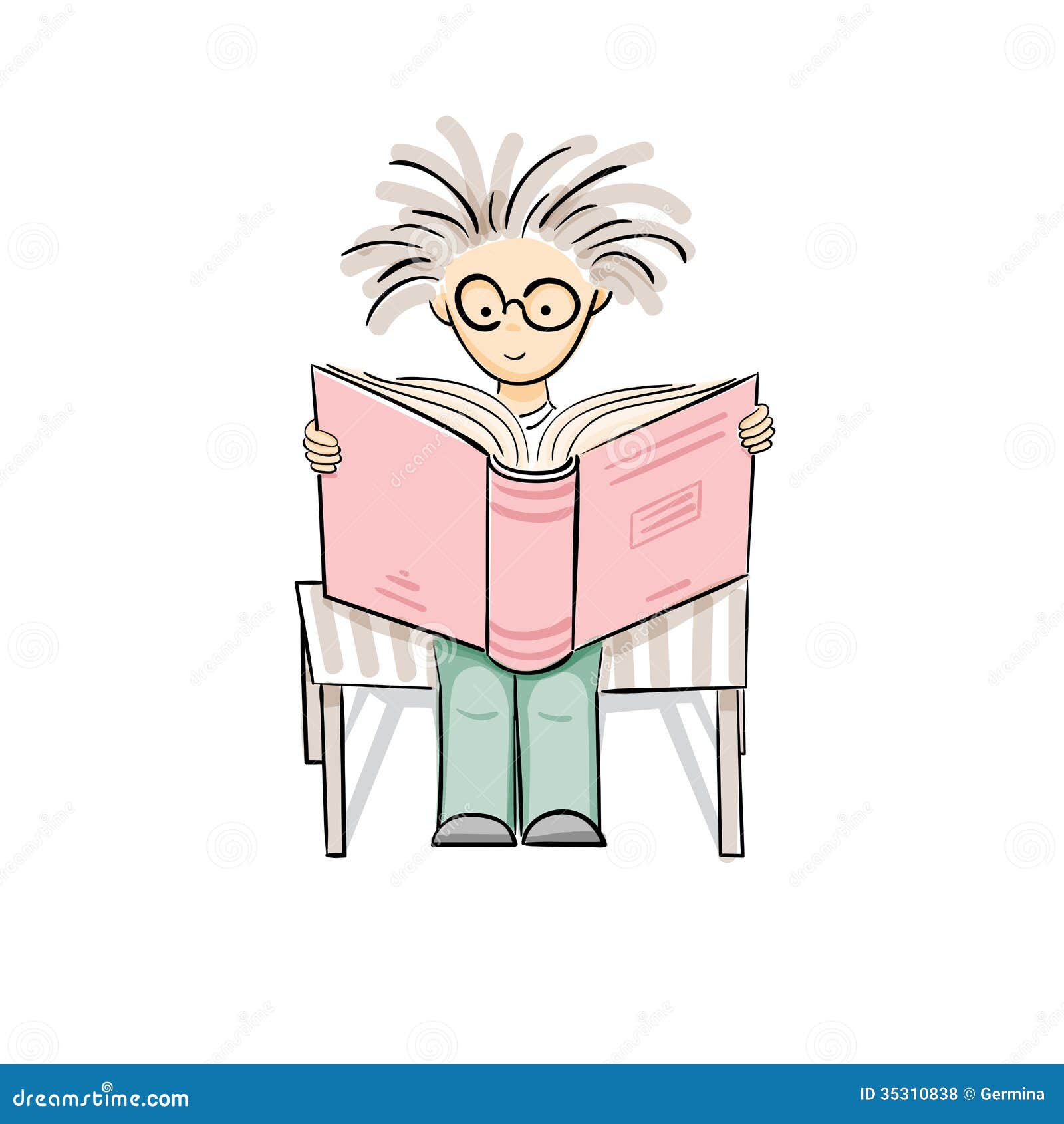 Vector Cartoon Reading Kid | CartoonDealer.com #35310838