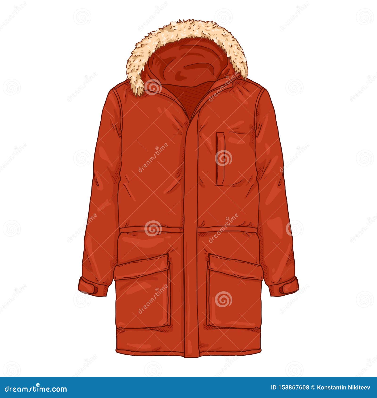 Vector Cartoon Red Parka Jacket Stock Vector - Illustration of overcoat ...