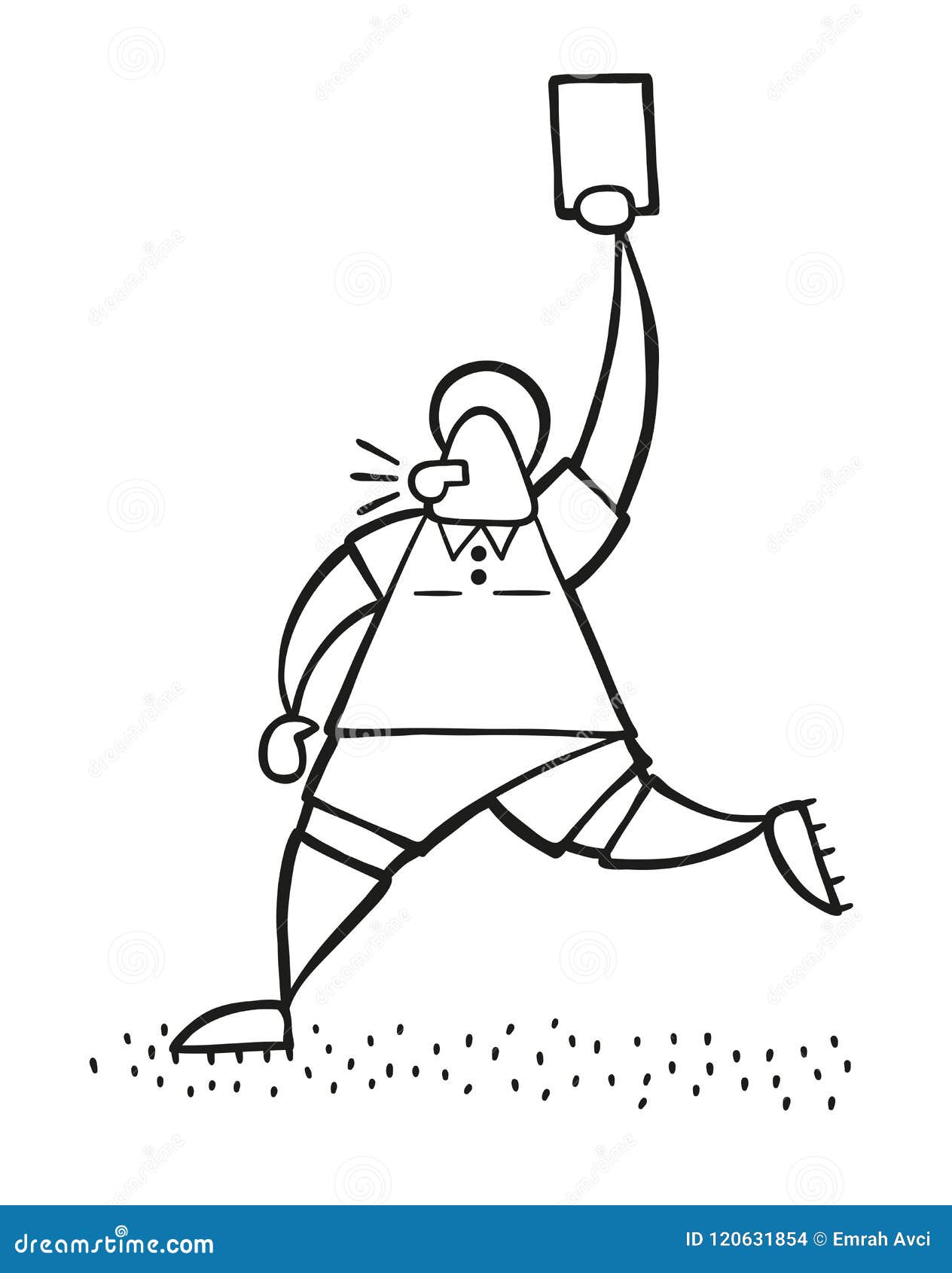 Vector Cartoon Referee Man Running and Showing Red Card Stock Vector ...