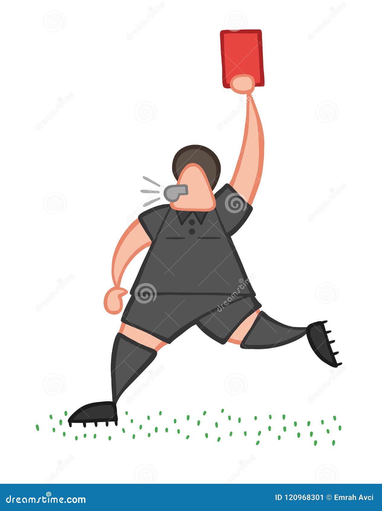 Vector Cartoon Referee Man Running and Showing Red Card Stock Vector ...