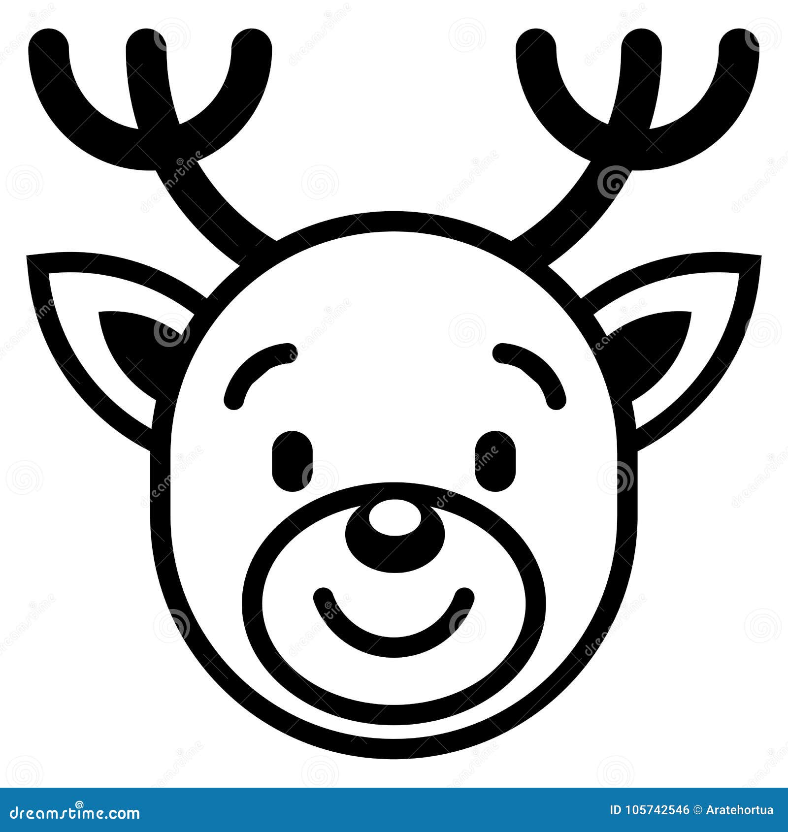 Cartoon Reindeer Head Isolated on White Background Stock Illustration ...