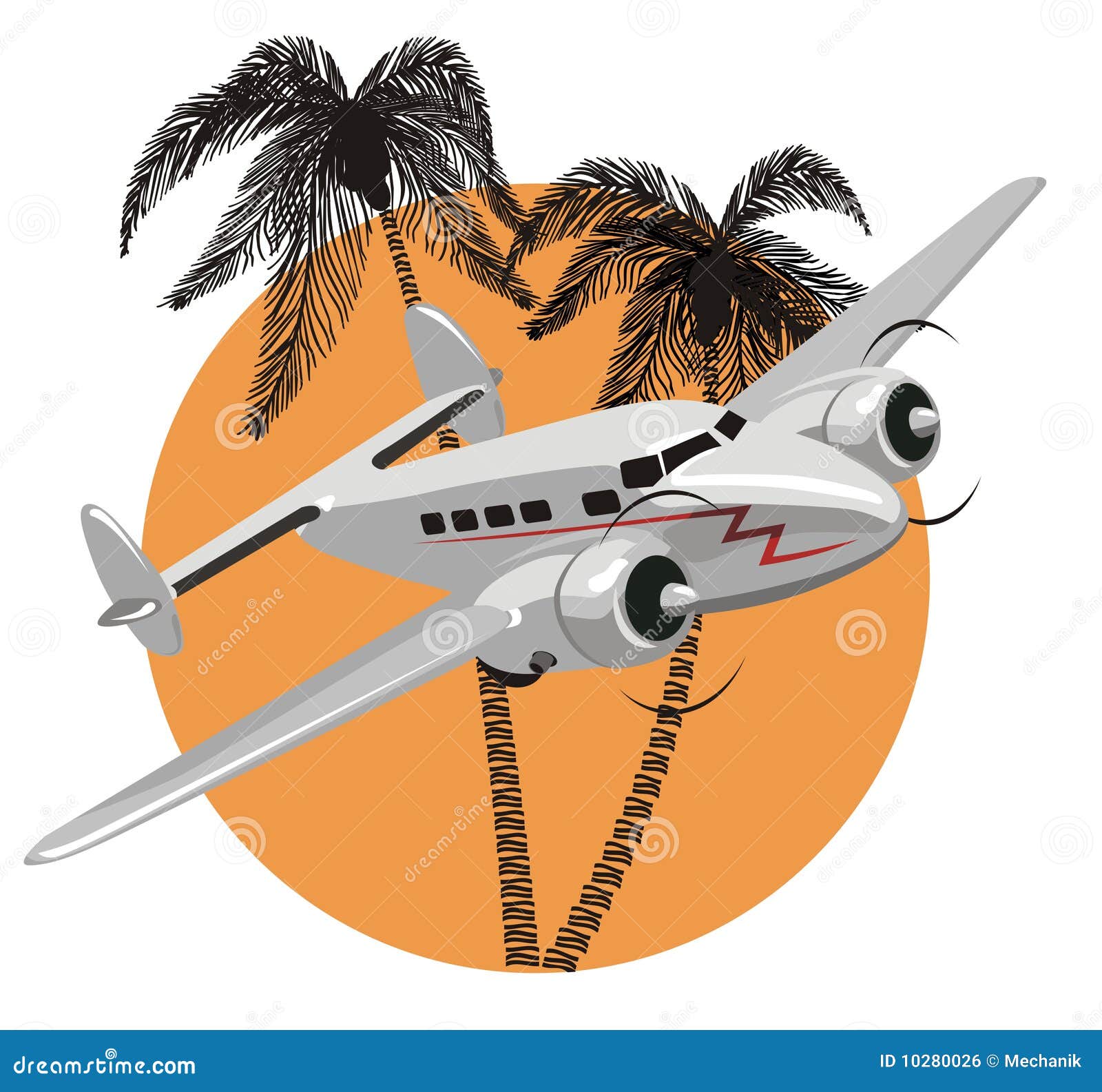 Retro Airplane With Airscrew Colorful Vector Cartoon. | CartoonDealer ...