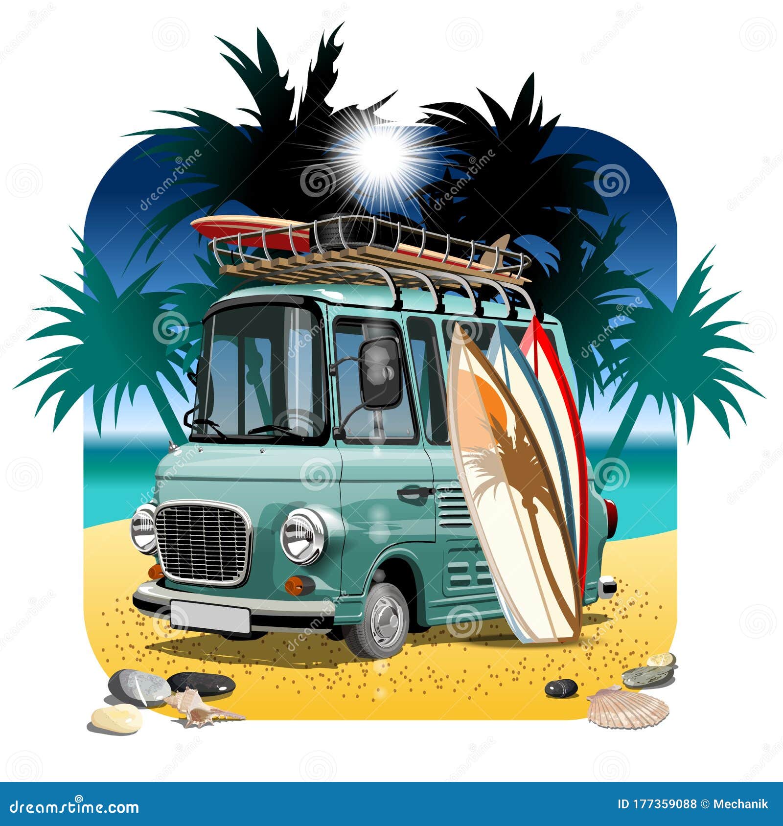 Vector Cartoon Retro Camper Van Stock Vector - Illustration of cartoon ...