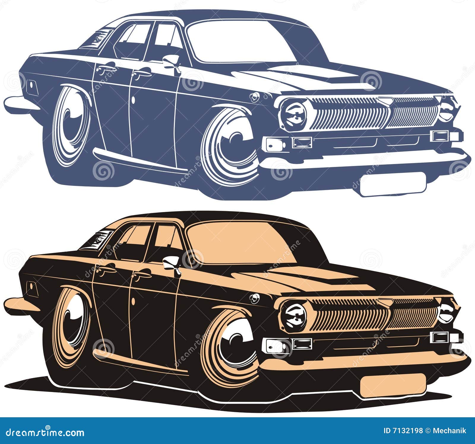 Vector Cartoon Retro Muscle Car Stock Vector - Illustration of motor ...
